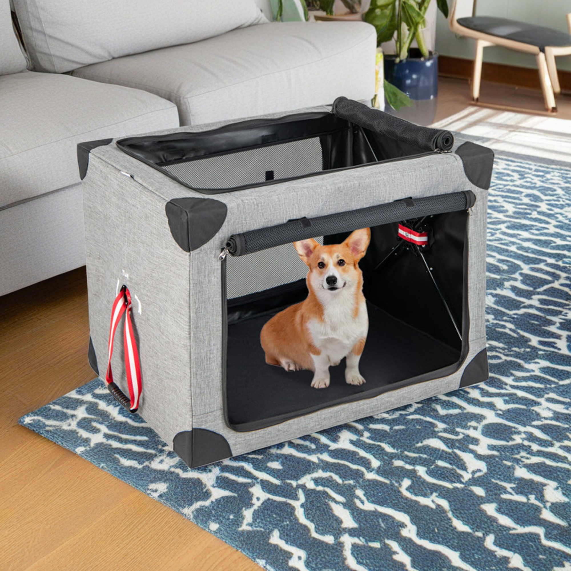 Demi Bonn 26" 3-Door Portable Soft-Sided Folding Soft Dog Travel Crate ...