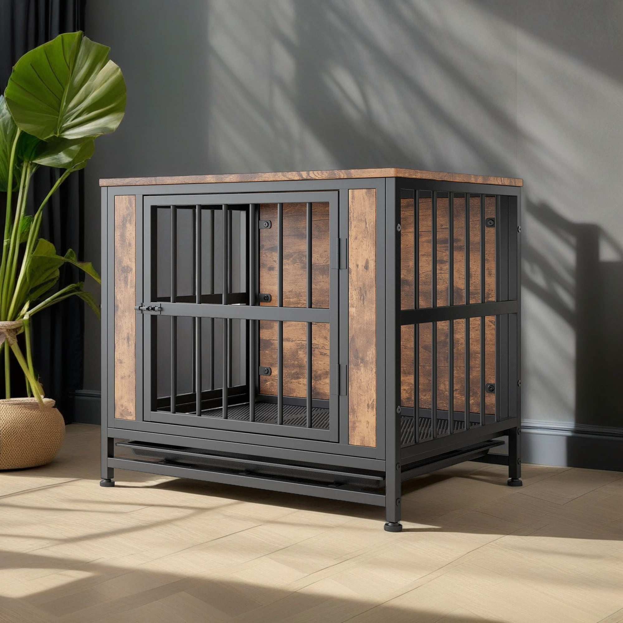 Demi Bonn 27" Dog Crate Furniture, Wooden Dog Kennel with 2 Sliding ...