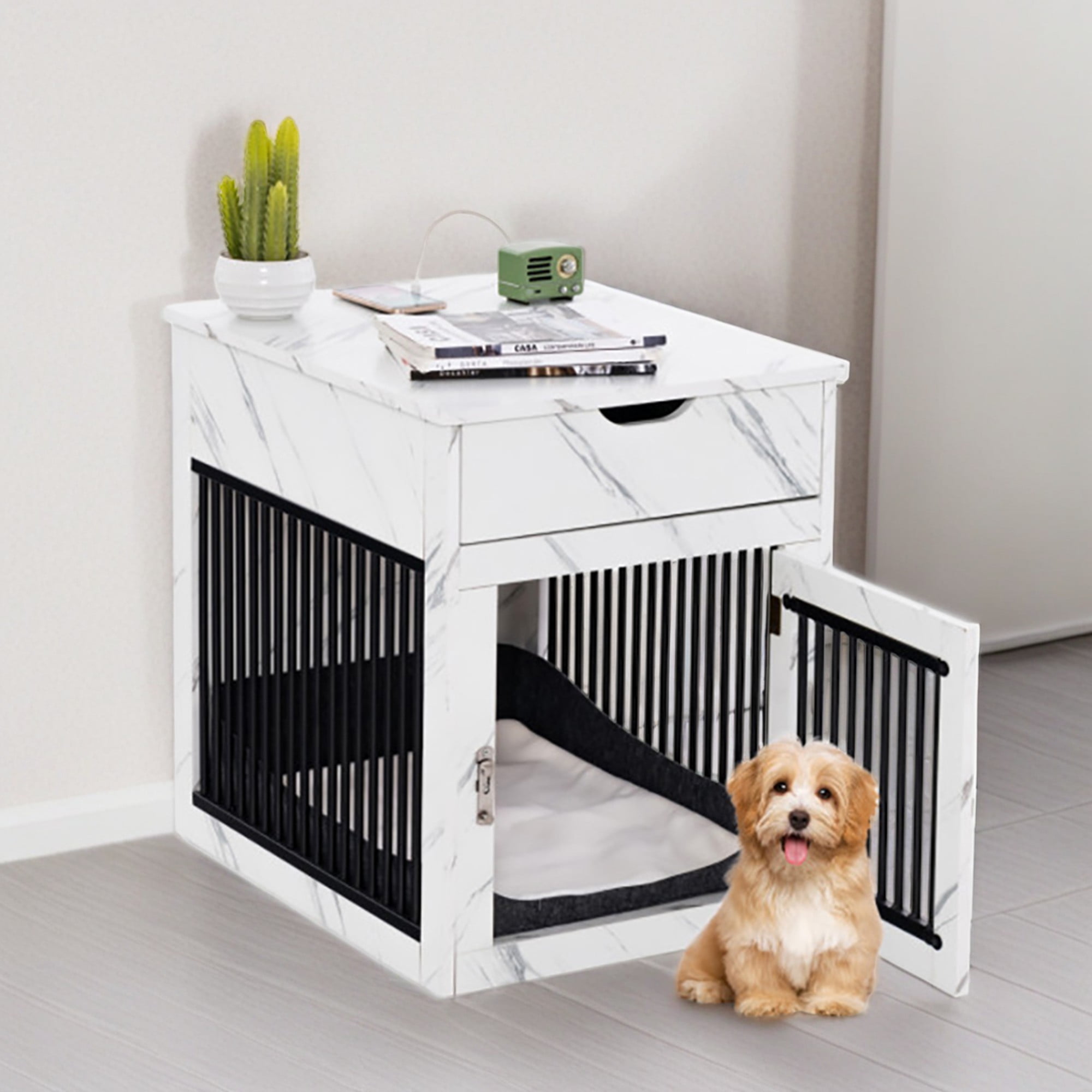 Demi Bonn 27" Dog Crates for Indoor Dogs with Drawer and Wired Wireless ...
