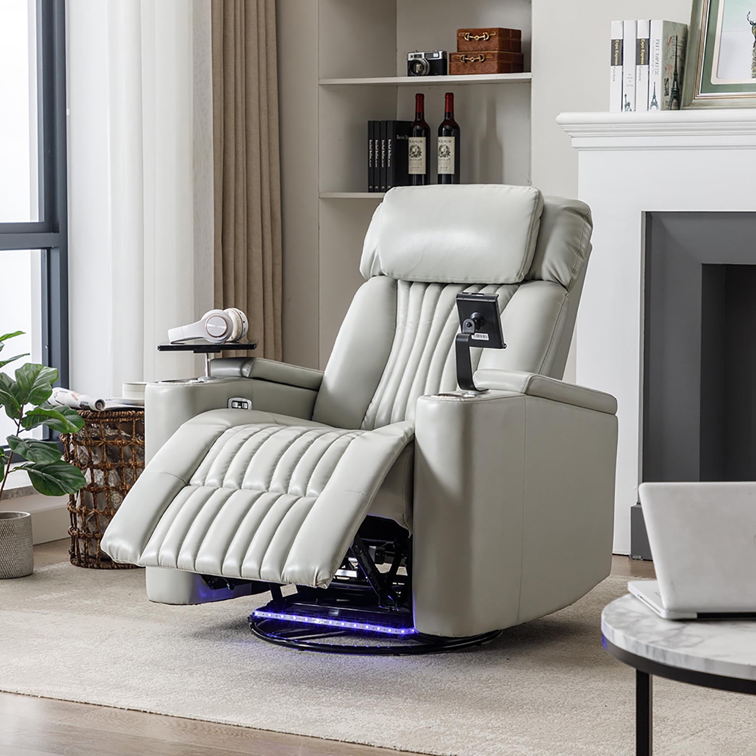 Demi Bonn 270° Power Swivel Recliner, Hidden Arm Storage, LED Light ...