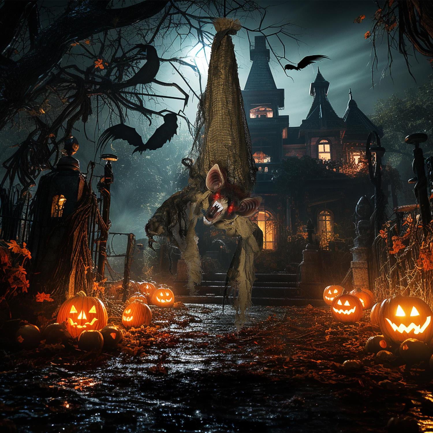 Demi Bonn 28" Life Size Outdoor Halloween Decorations Hanging Bat ...