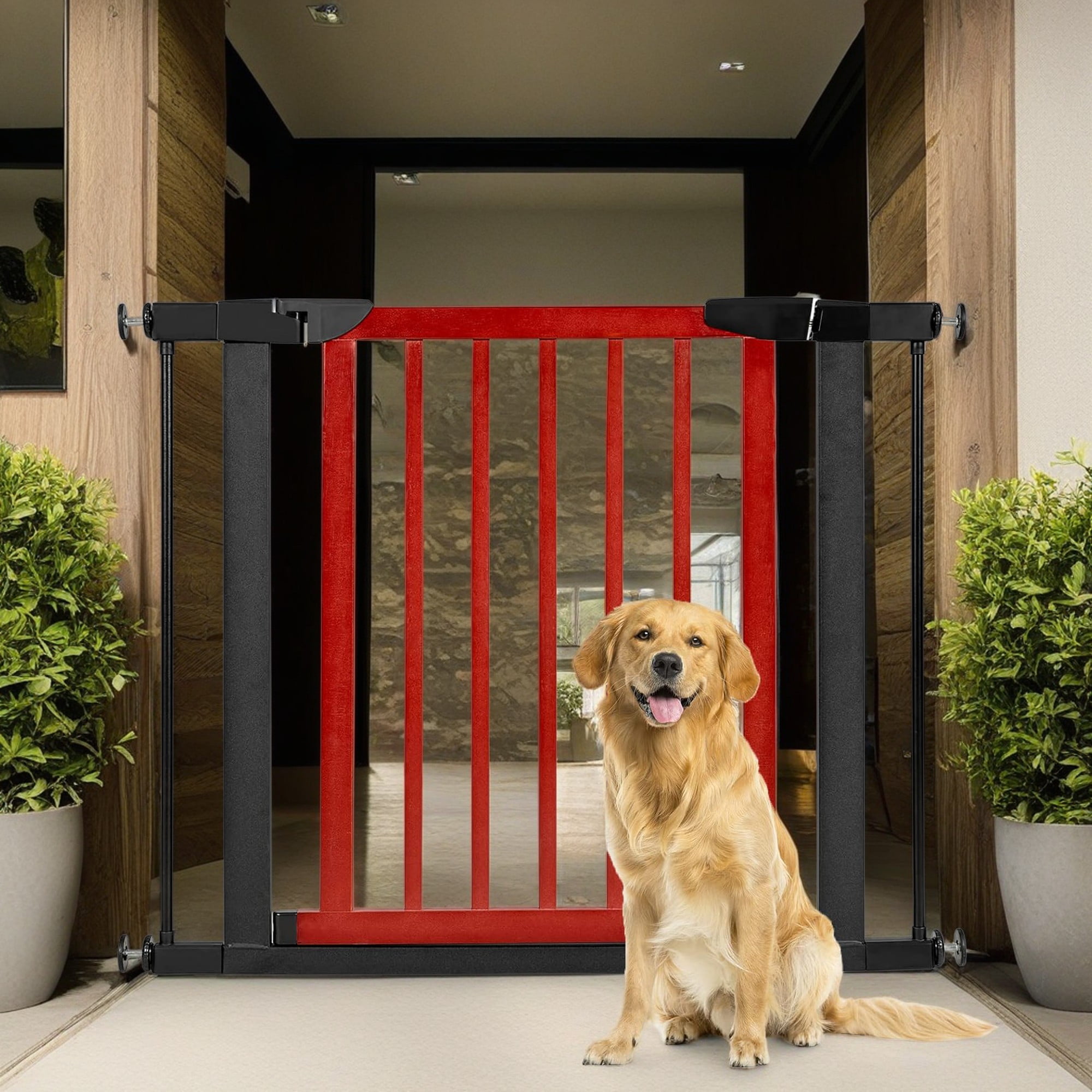 Demi Bonn 29" Freestanding Dog Gate, Extra Wide Pressure Mounted Metal ...
