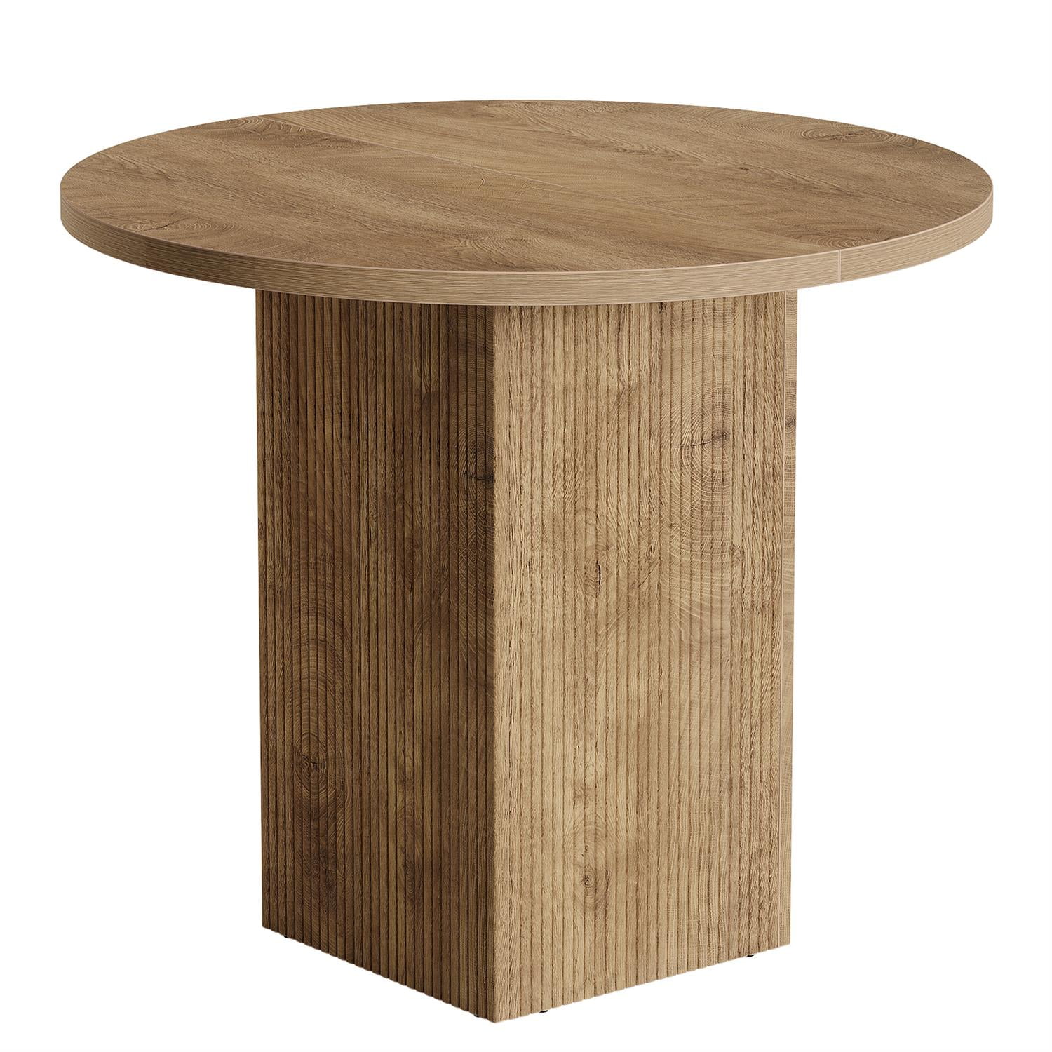 Demi Bonn 31.5" Small Round Dining Table for 2 - Wooden Fluted Pedestal ...