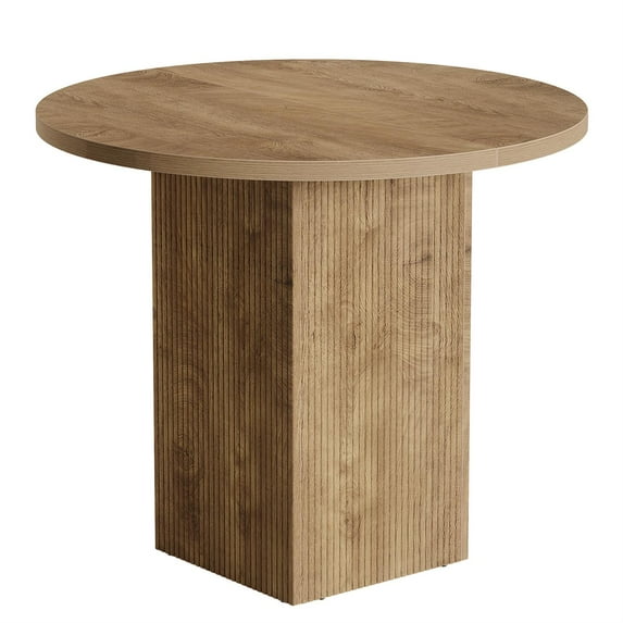 Demi Bonn 31.5" Small Round Dining Table for 2 - Wooden Fluted Pedestal ...