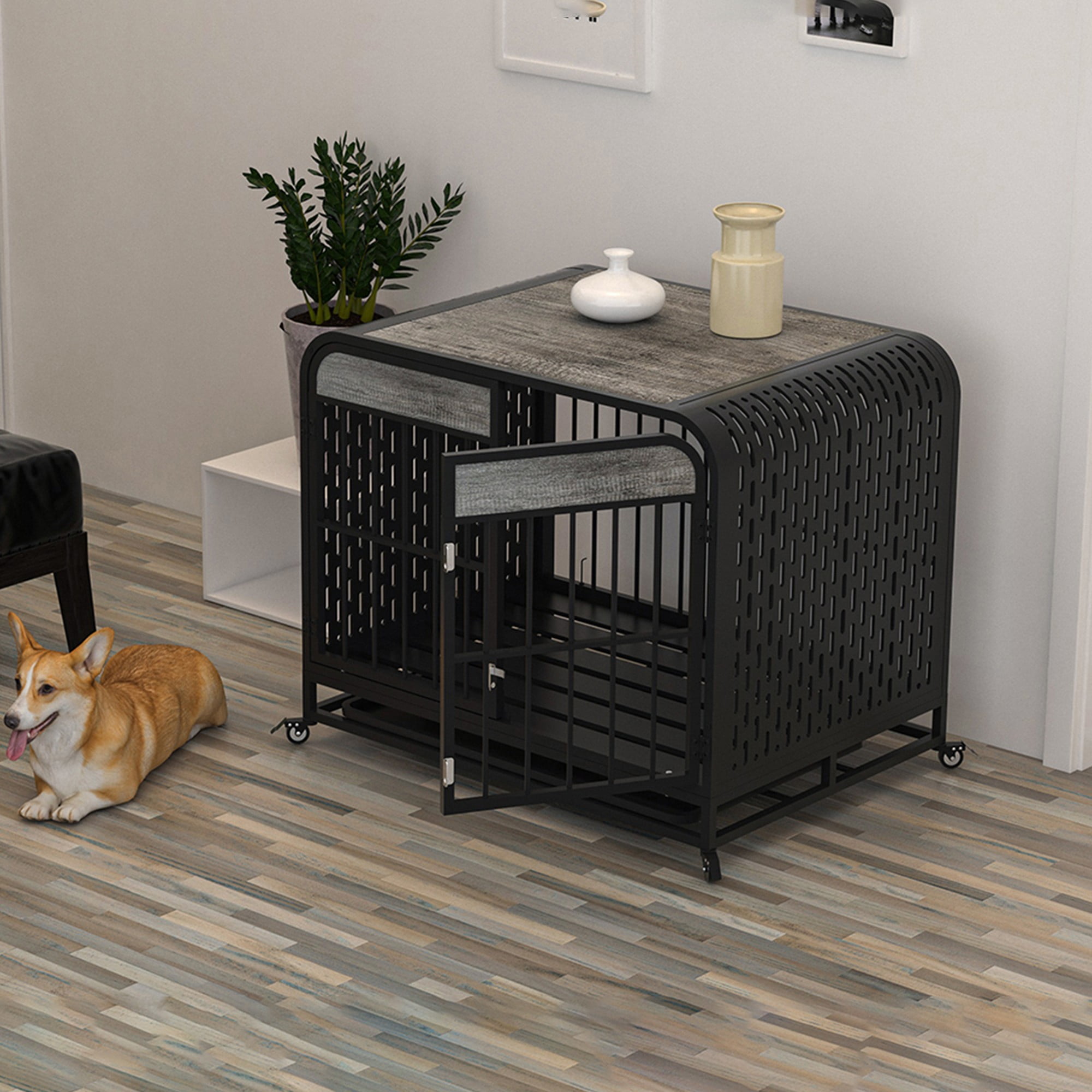 Demi Bonn 33" Heavy Duty Indestructible Dog Crate Furniture, Escape ...