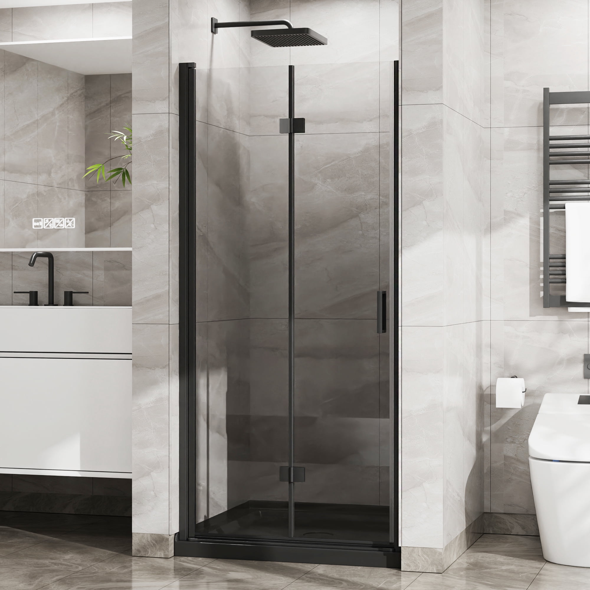 Demi Bonn 34" x 72" Bifold Shower Door, Walk-In Wet Room Divider, 1/4 ...