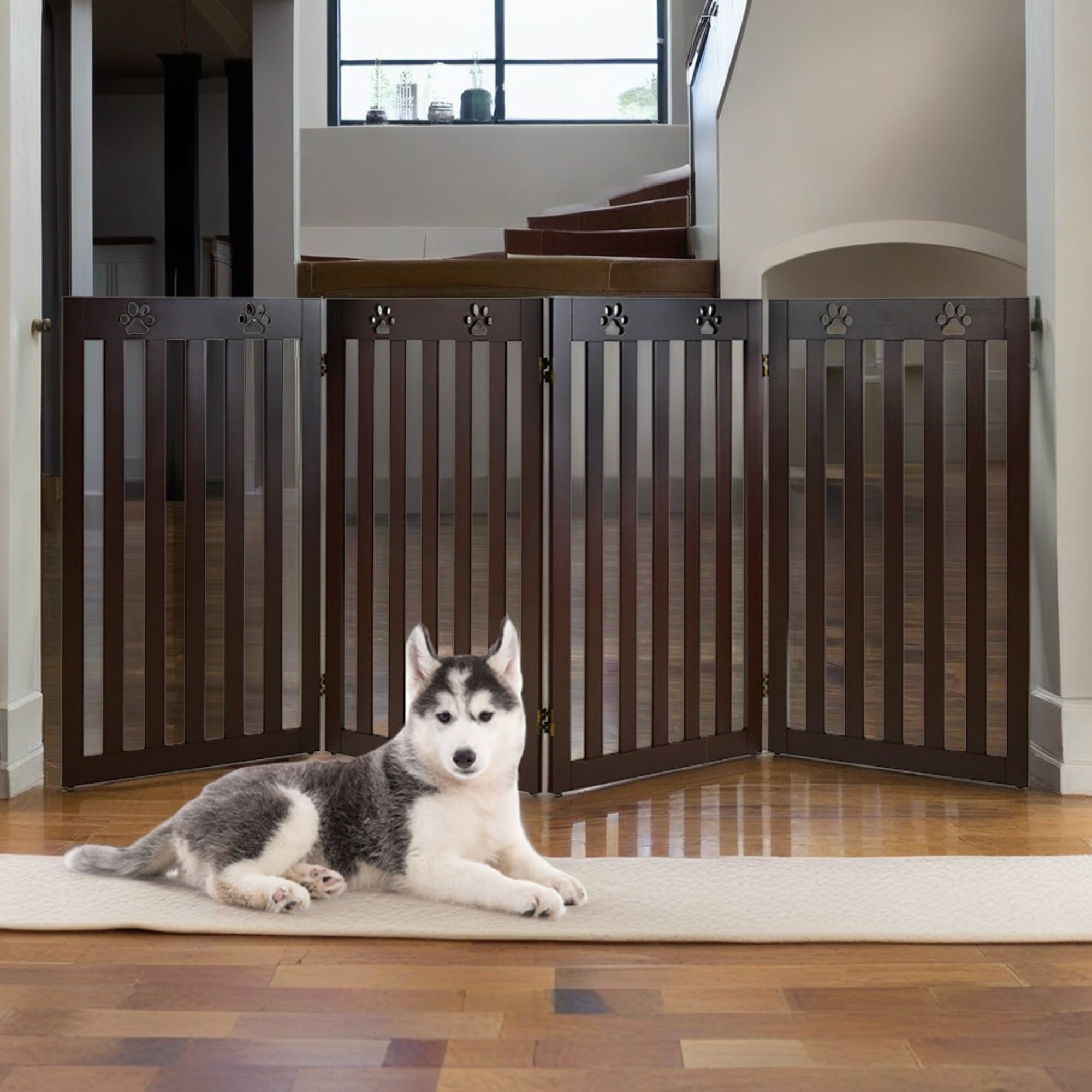 Demi Bonn 36" Folding Freestanding Pet Gate for Dogs, 4 Panels Foldable ...