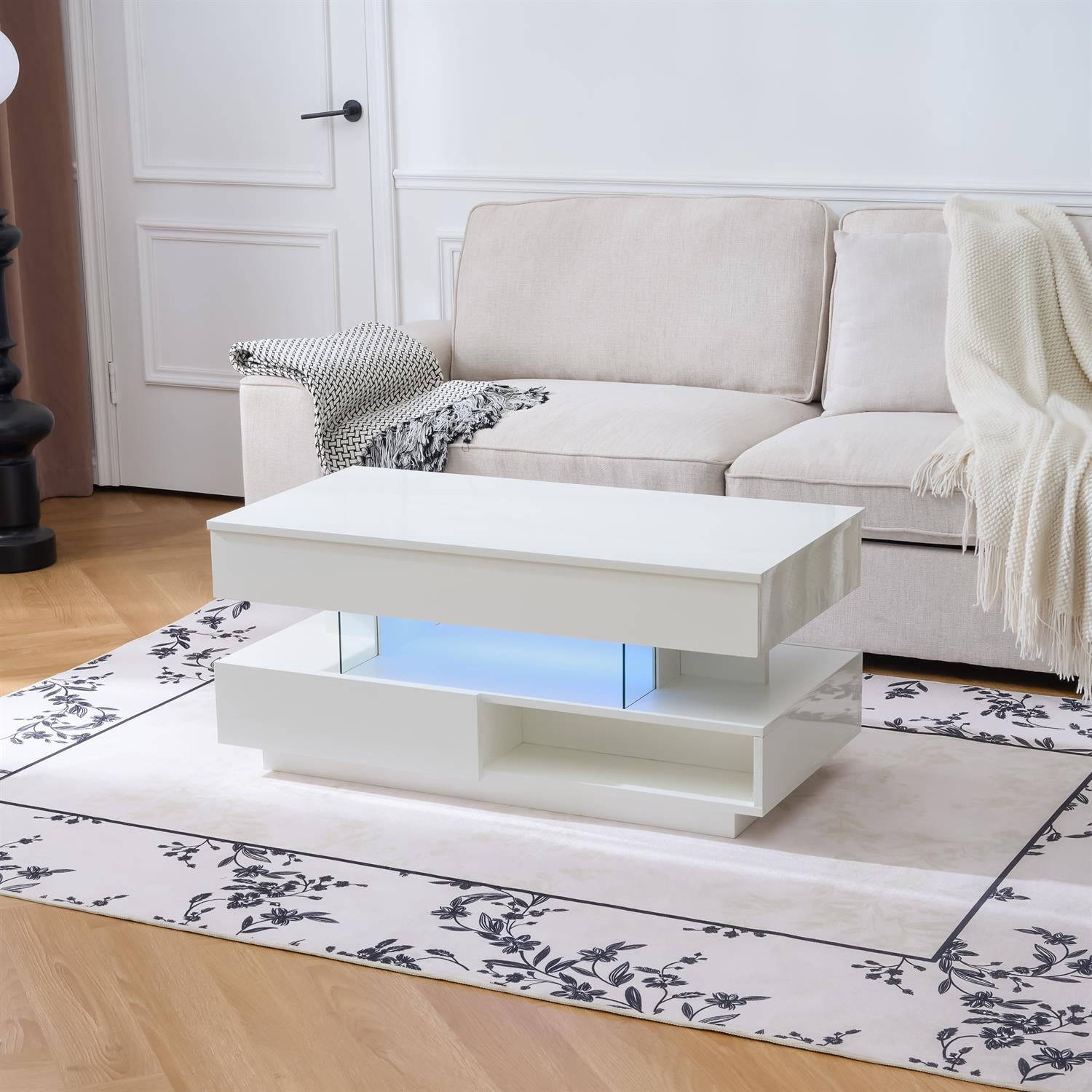 Demi Bonn 39.3" Lift Top Coffee Table, Hidden Compartment, 2 Storage ...