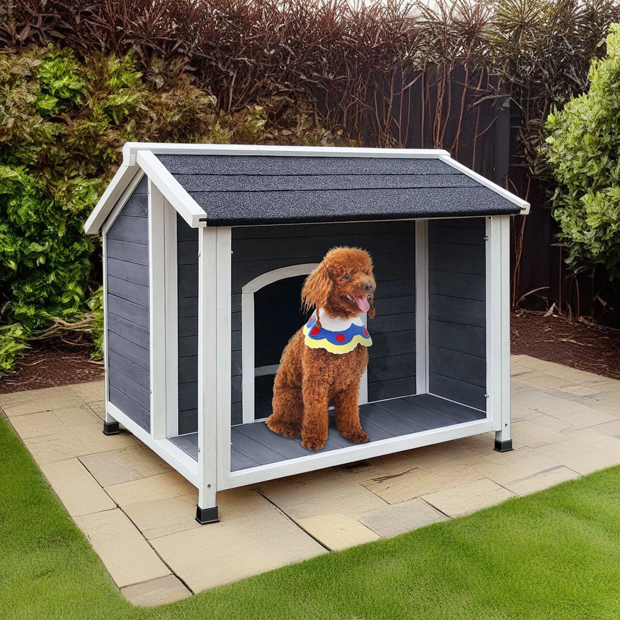 Demi Bonn 39" Wooden Dog Houses for Medium Dogs, Outside Dog Kennel ...