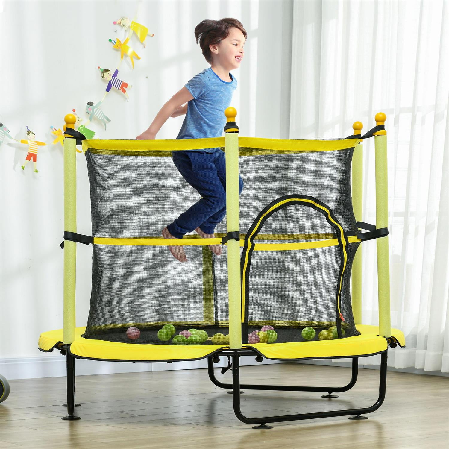 Demi Bonn 4.6' Kids Trampoline with Safety Enclosure and Ball Pit ...
