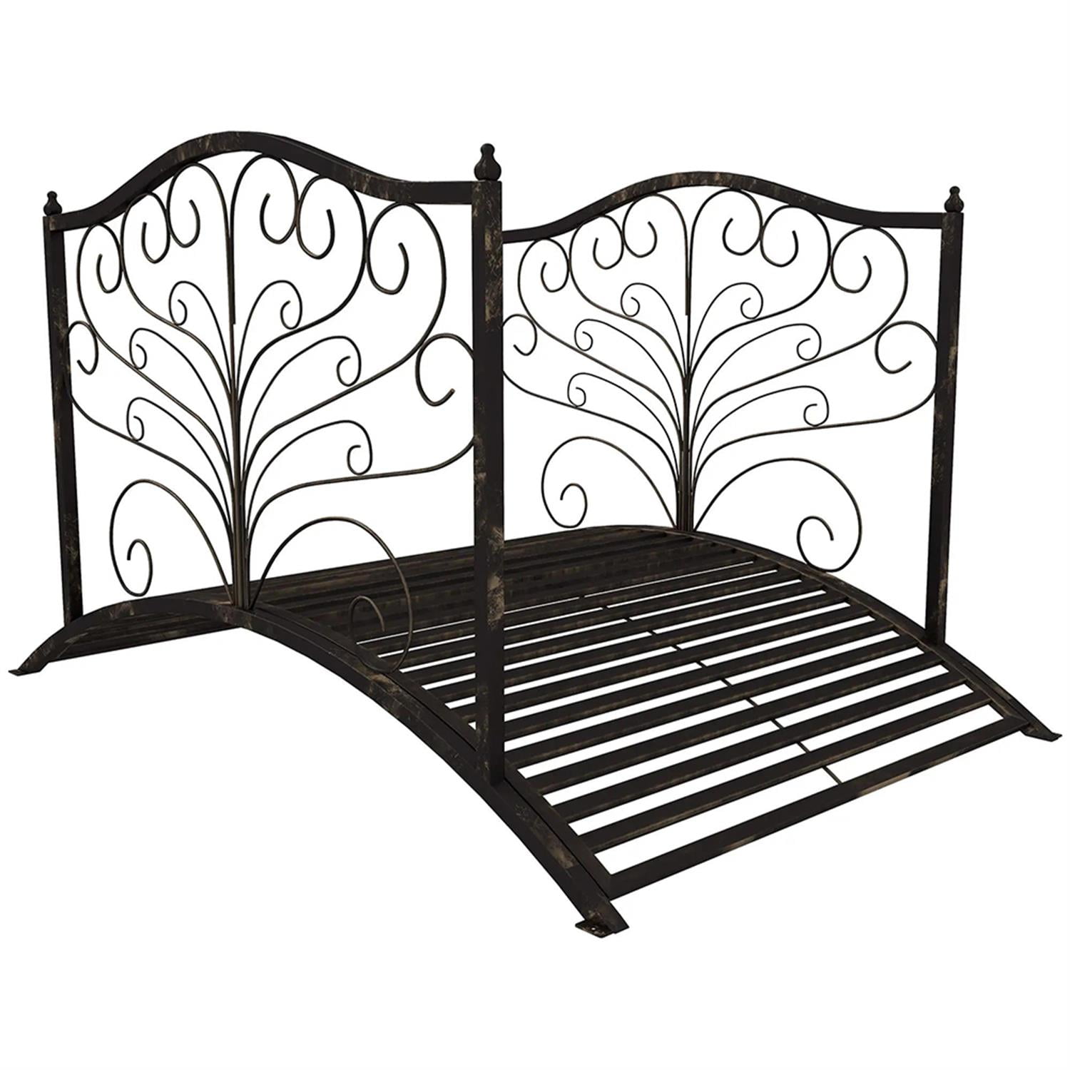 Demi Bonn 4 Ft. Metal Garden Bridge with Safety Side Rails, Delicate ...