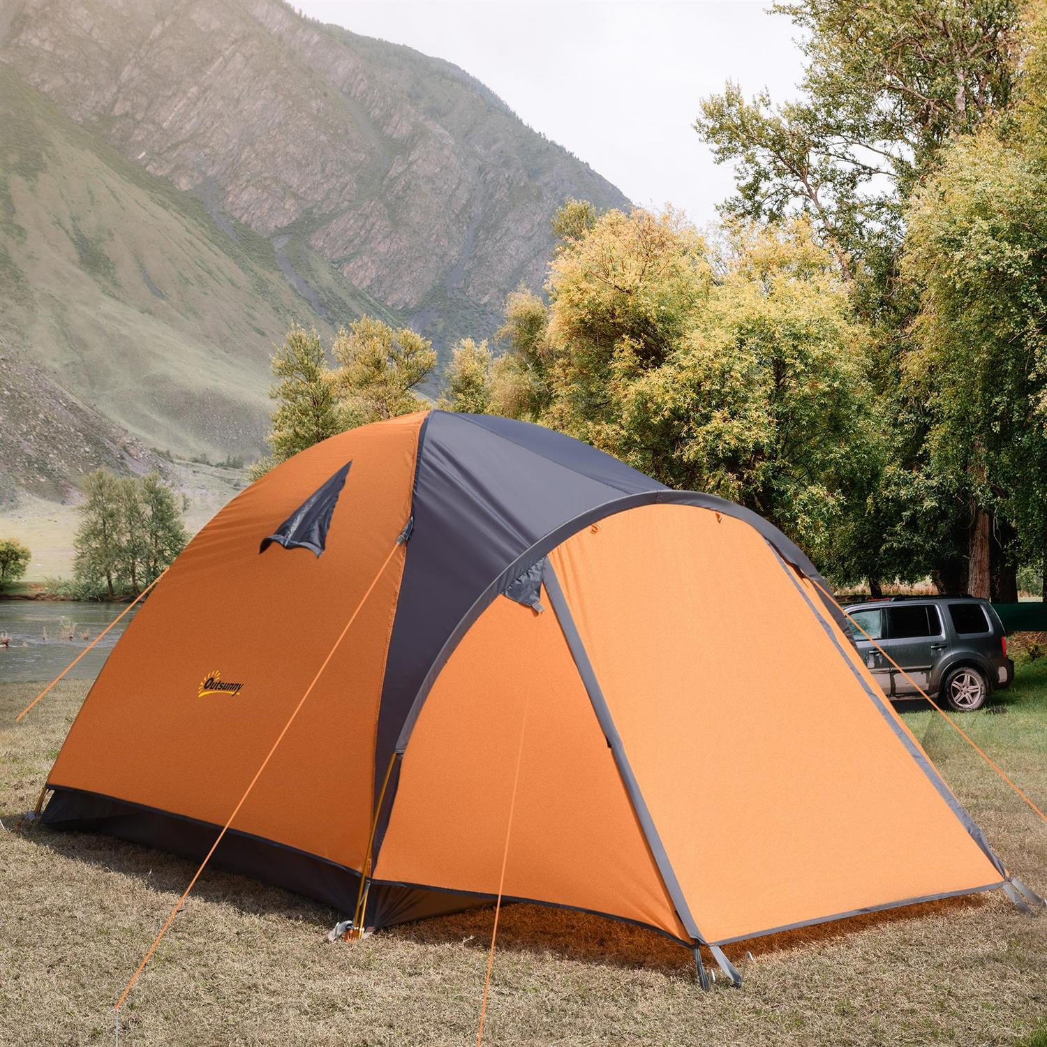 Demi Bonn 4-Person Camping Tent with Porch, Compact Portable Dome Tent ...