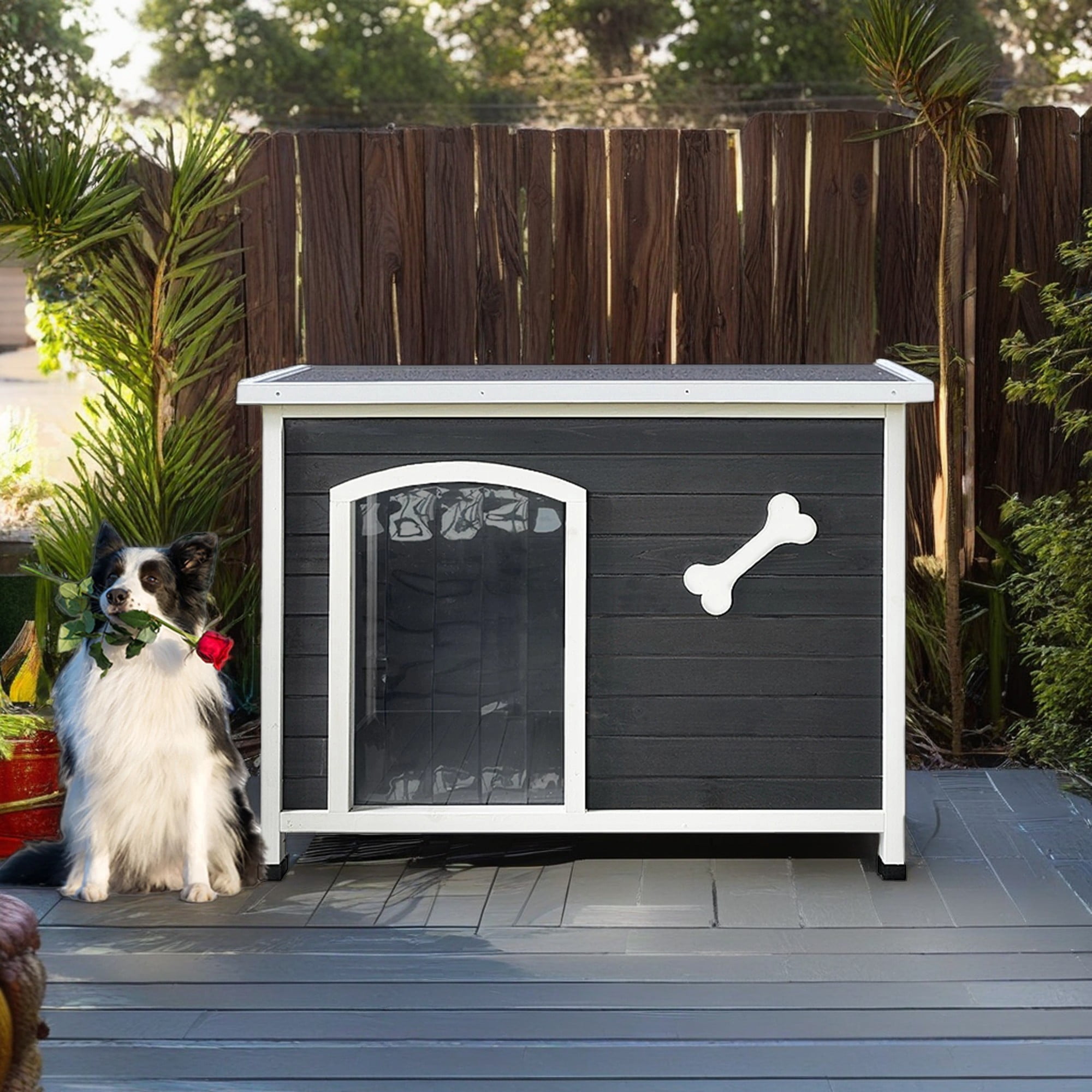 Demi Bonn 40" Large Wooden Dog House Weatherproof Dog Kennel Cat Houses ...