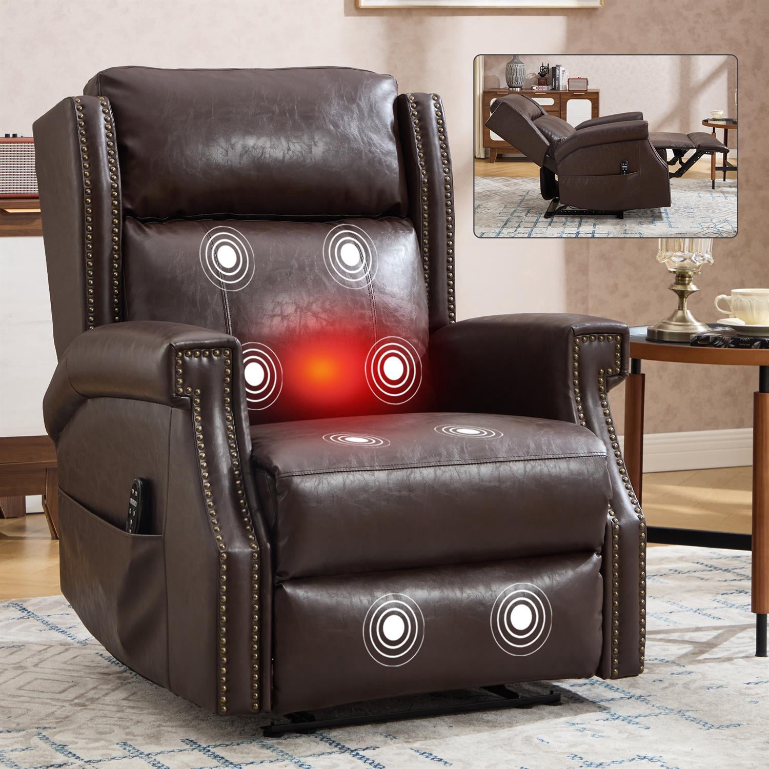Demi Bonn 40" Manual Recliner Chair in Faux Leather with Heavy Duty ...