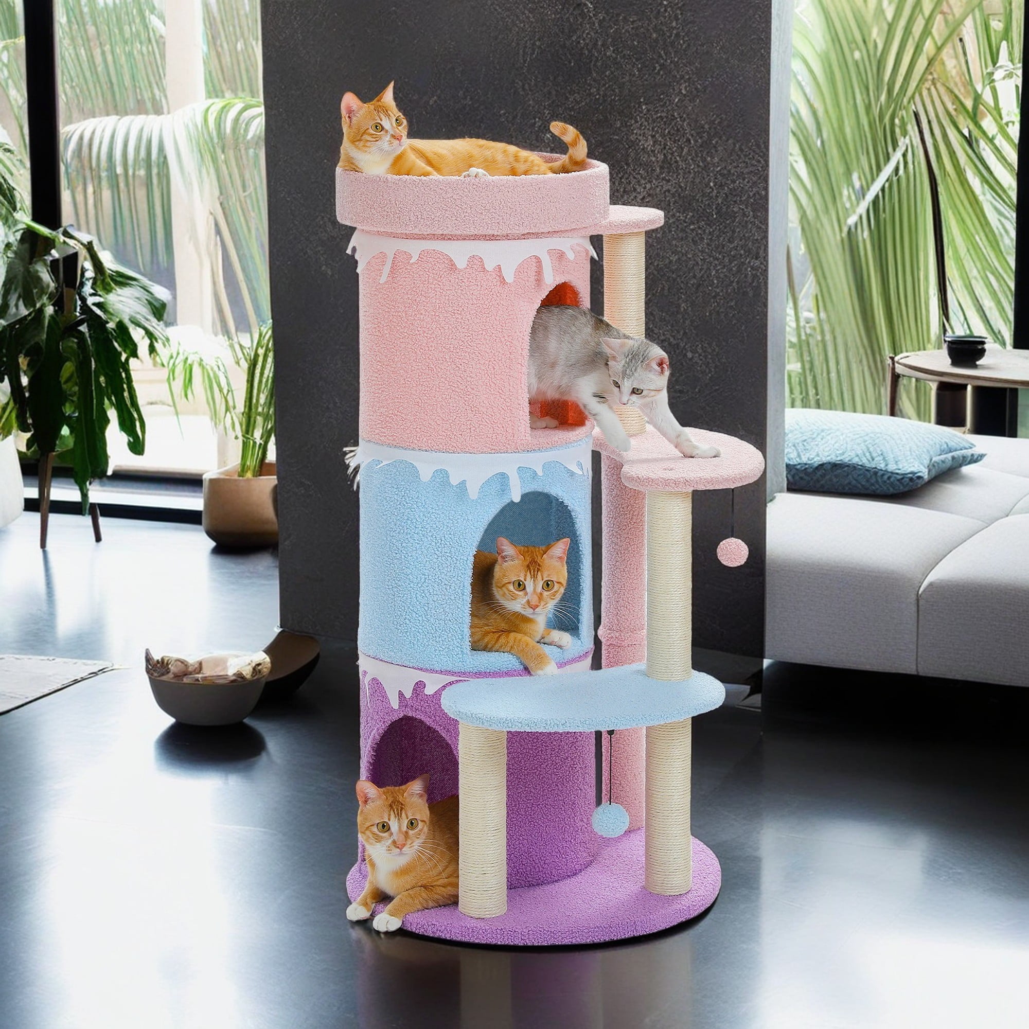 Demi Bonn 43" Cat Tree Tower for Indoor Large Cats, Cat Bed House with ...