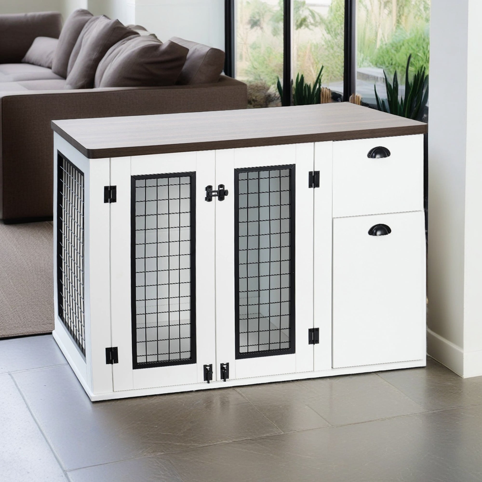 Demi Bonn 43" Dog Crate End Table Dog Cages with Drawer, Pet Kennels ...