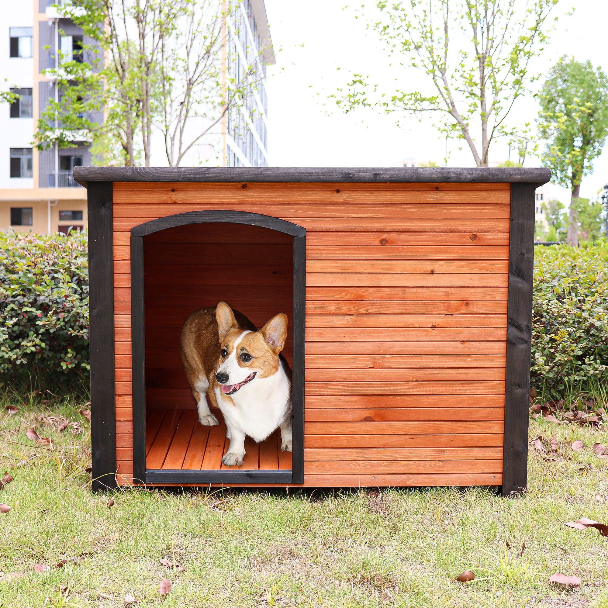 Demi Bonn 44.5" Wooden Dog Houses for Small Medium Large Dogs Outdoor ...