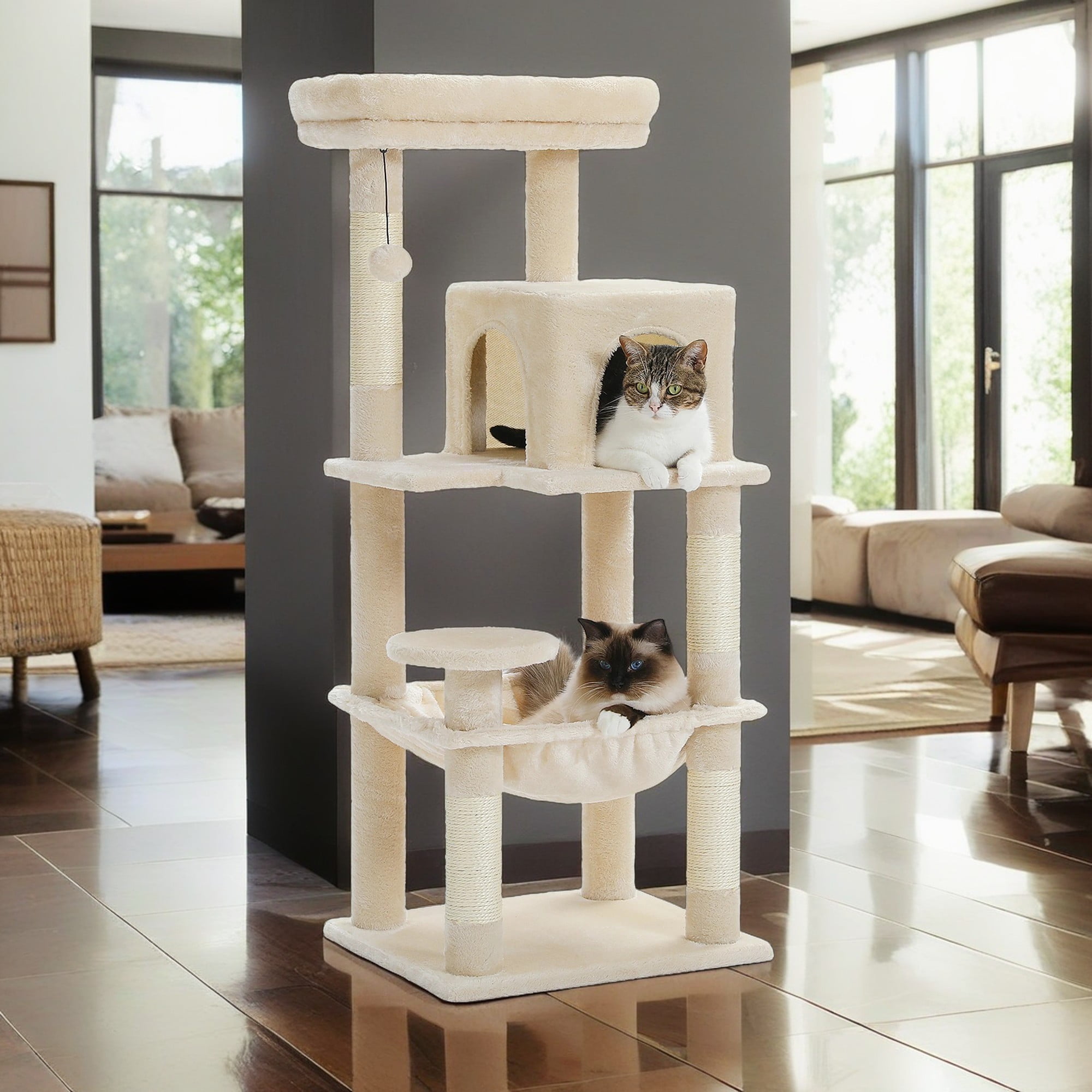 Demi Bonn 45" Cat Tree Tower for Indoor Cats, 5-Level Cat Condo for ...