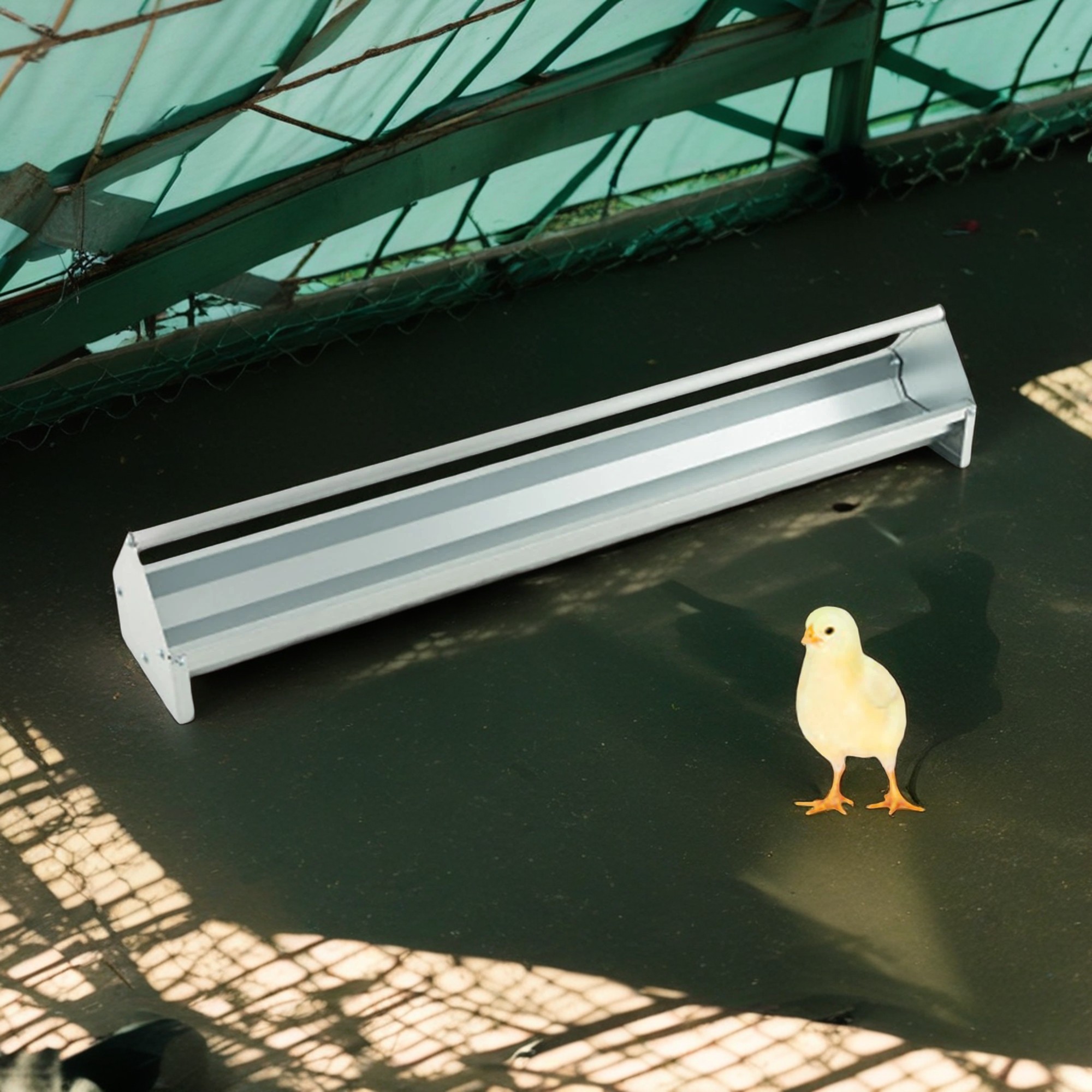 Demi Bonn 45" Galvanized Steel Chickens Feeding Trough with Crossbar ...
