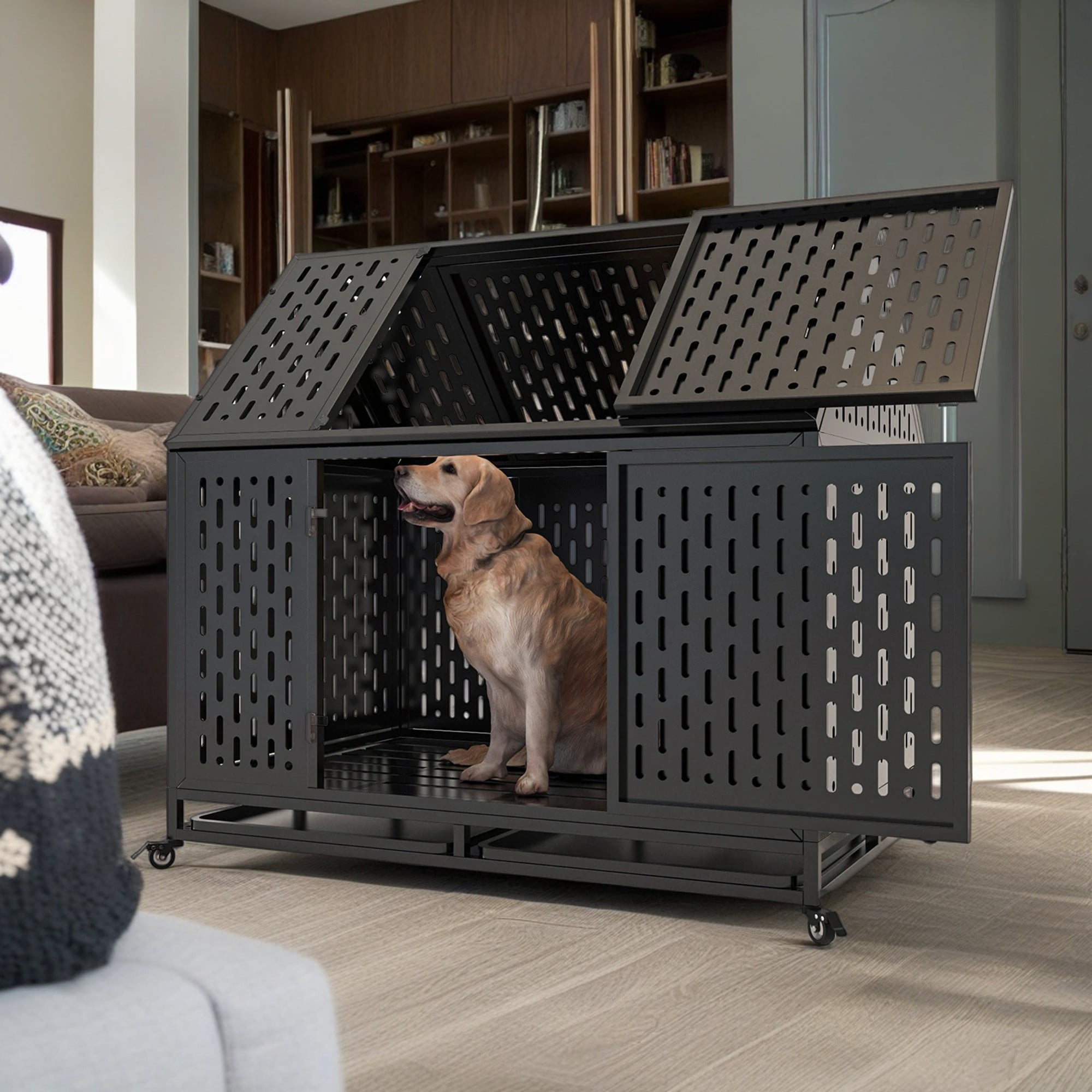 Demi Bonn 45" Large Dog Cage for Indoor Heavy Duty Metal Dog Crate ...