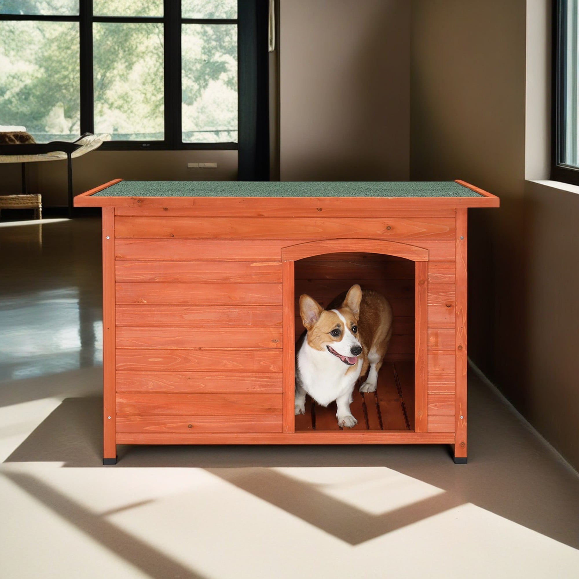 Demi Bonn 45" Outdoor Wood Dog Houses, Insulated, Weatherproof Cat ...