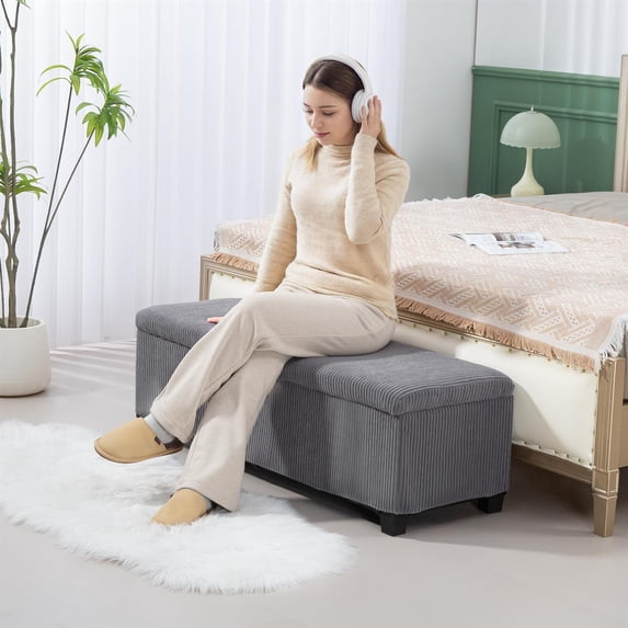 Demi Bonn 47" Storage Ottoman Bench, Foot Rest with Legs, End of Bed ...