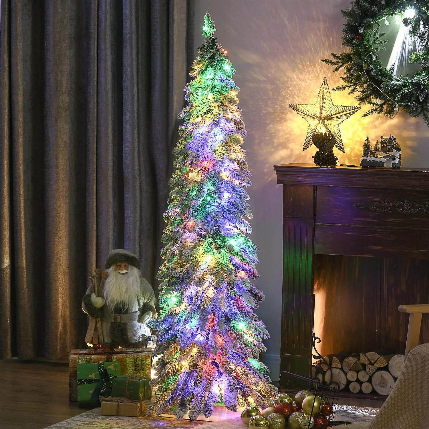 Demi Bonn 5' Artificial Slim Christmas Trees, with Snow Frosted ...