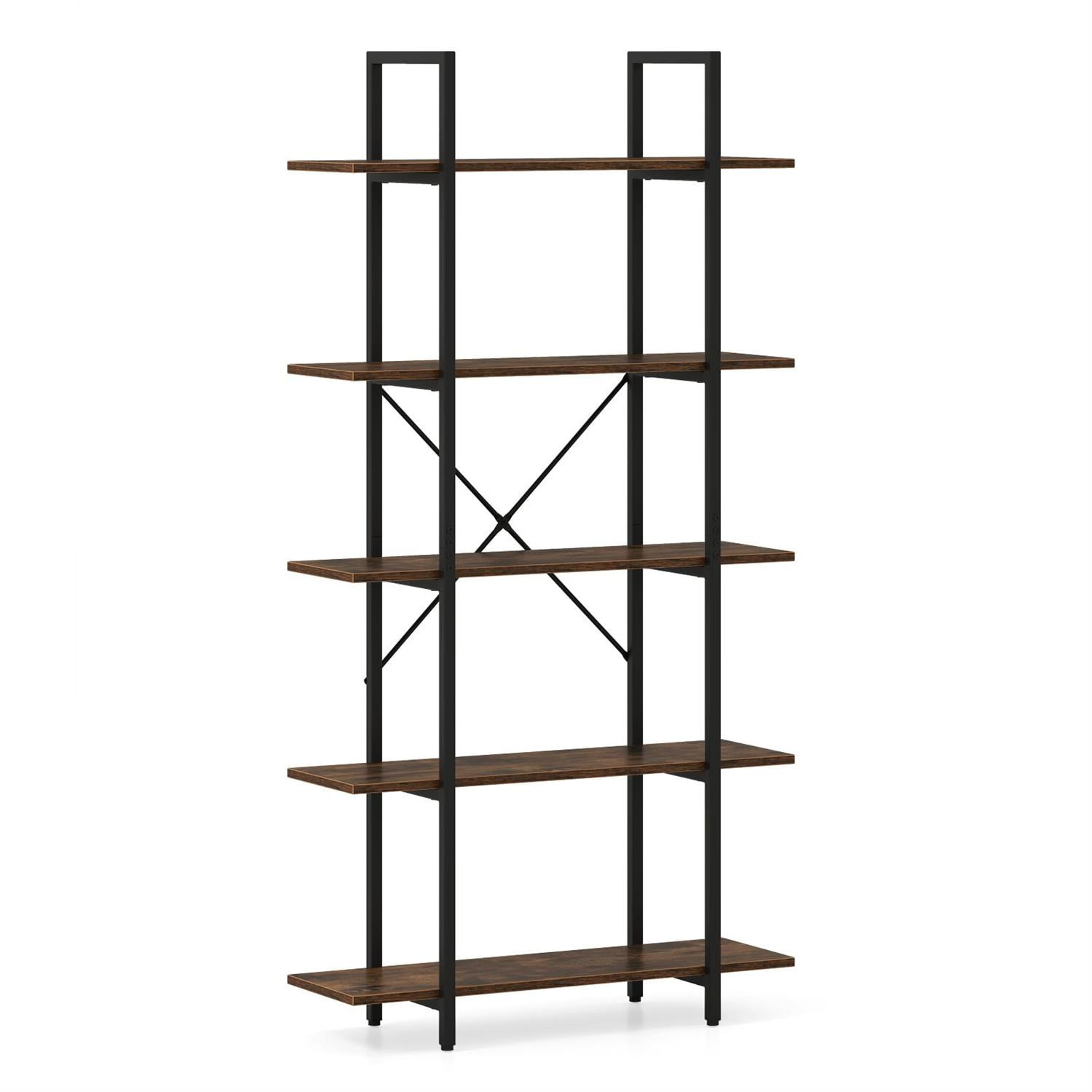 Demi Bonn 5-Tier Vintage Industrial Bookcase, 62 Inch Tall, Heavy-Duty ...