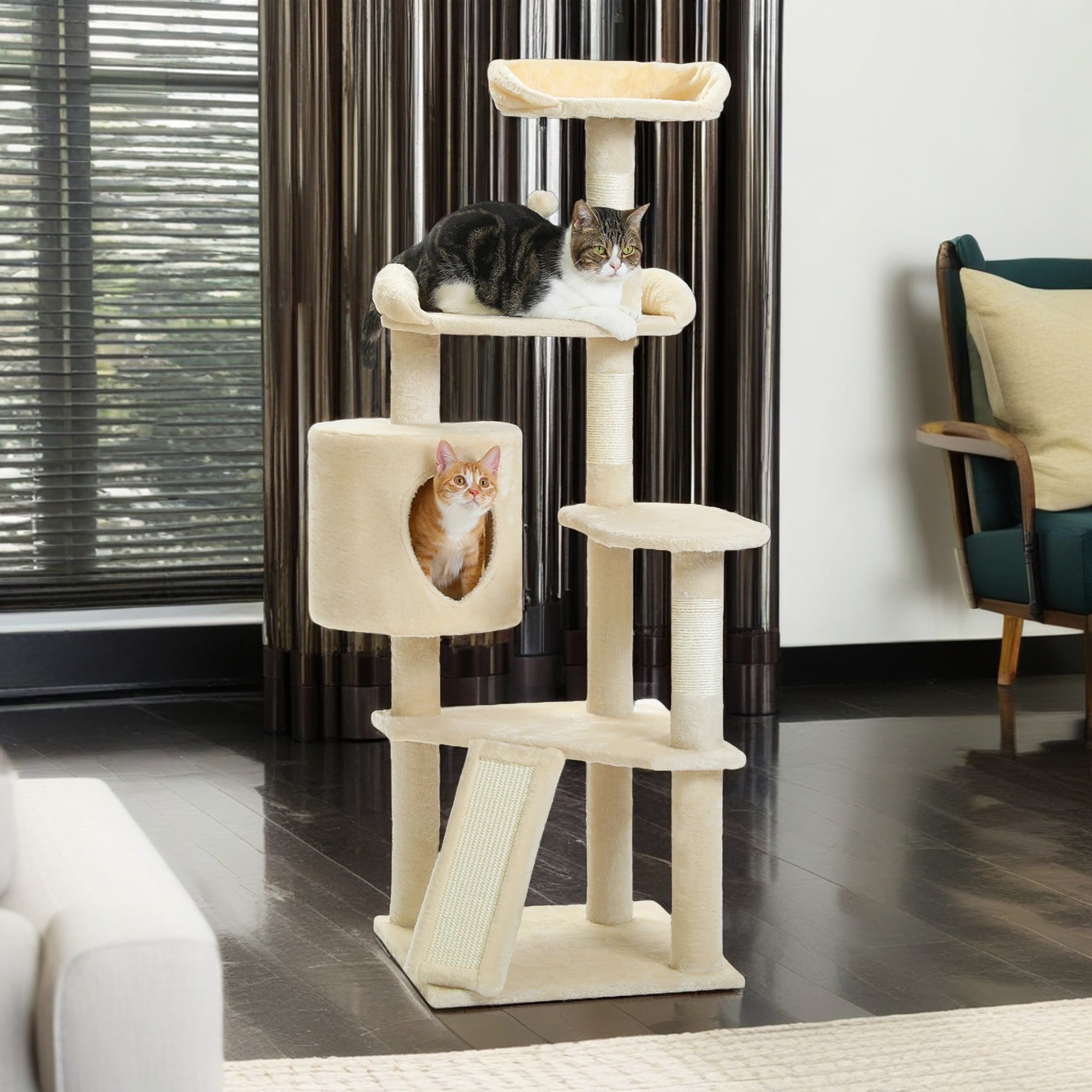 Demi Bonn 51" Cat Tree Tower for Indoor Cats with Scratching Board, 2 ...