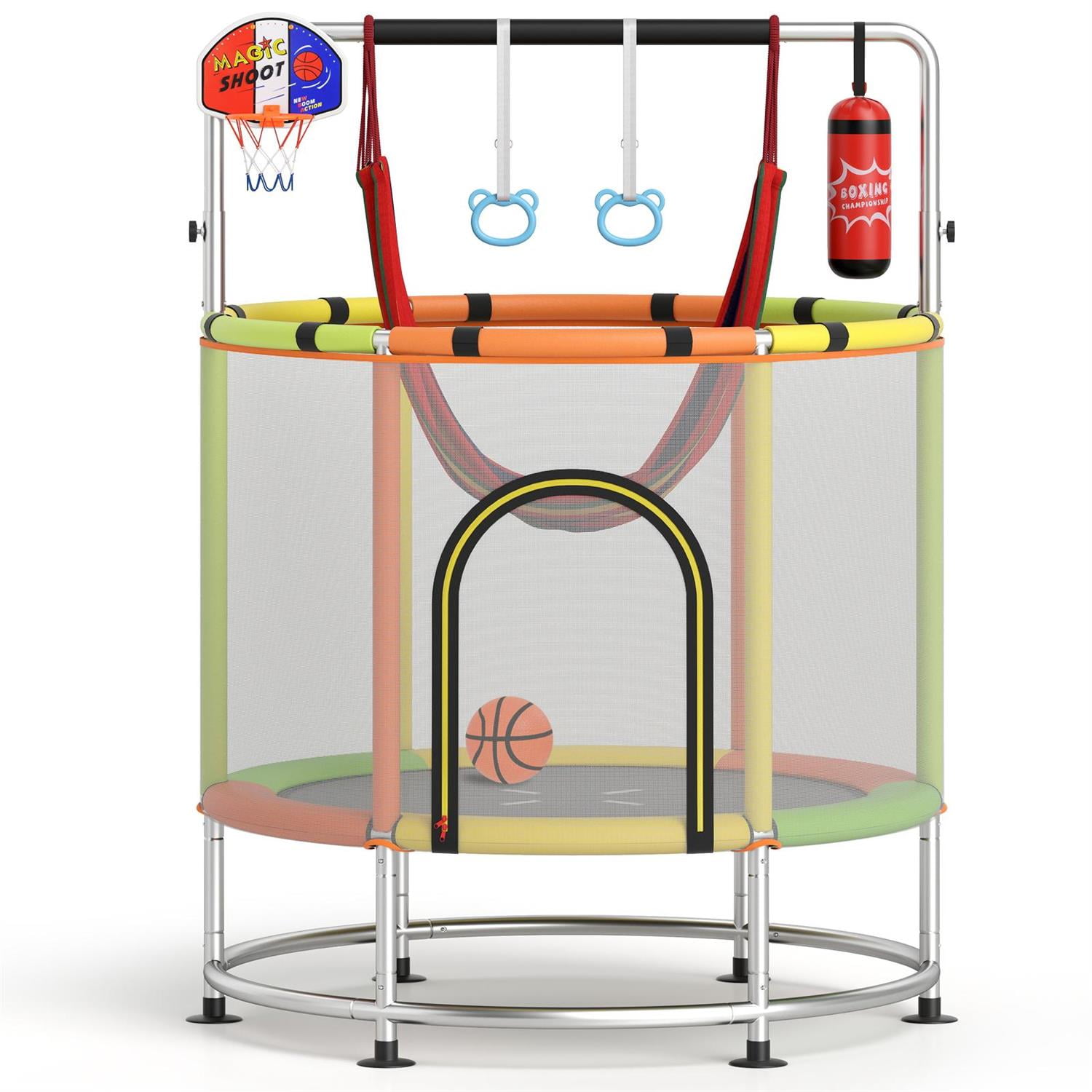 Demi Bonn 55" 6-Mode Trampoline, 360° Safety Enclosure Net, Detachable ...