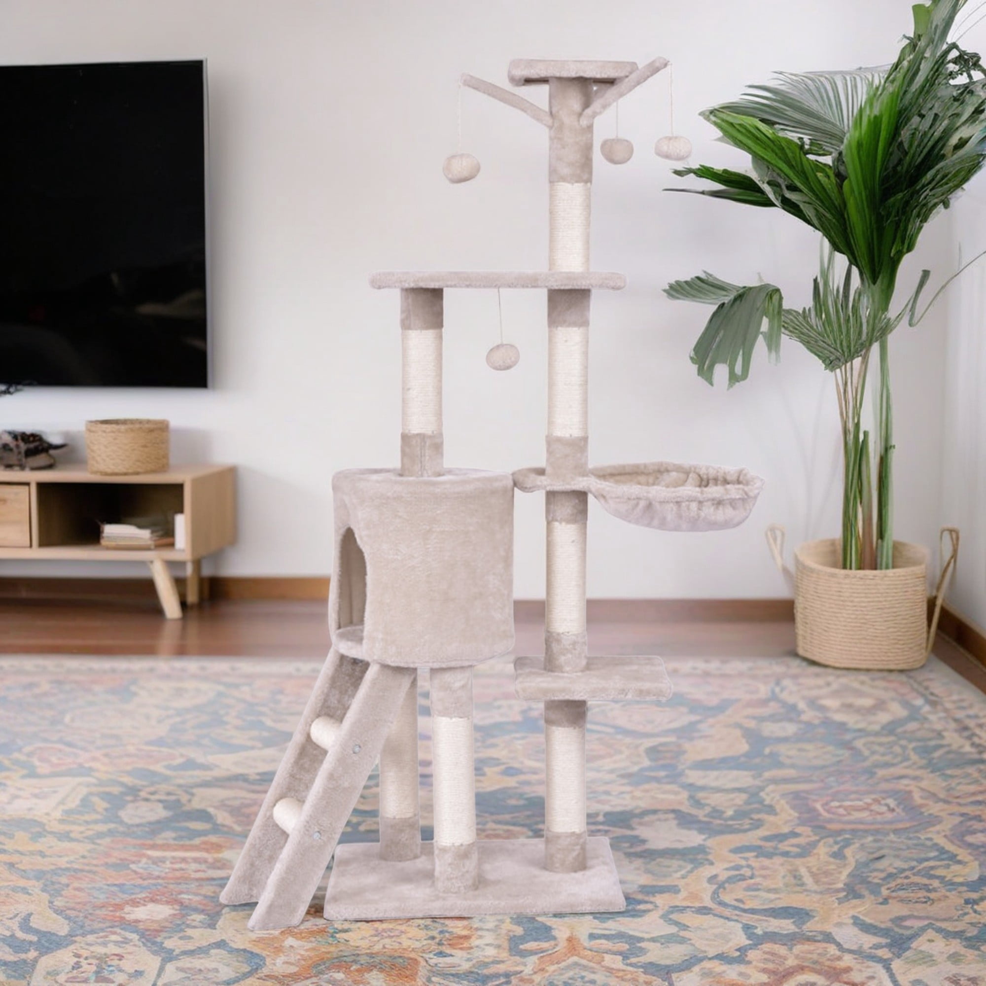 Demi Bonn 56" Cat Tree Tower for Indoor Cats with Ladder, Scratching ...