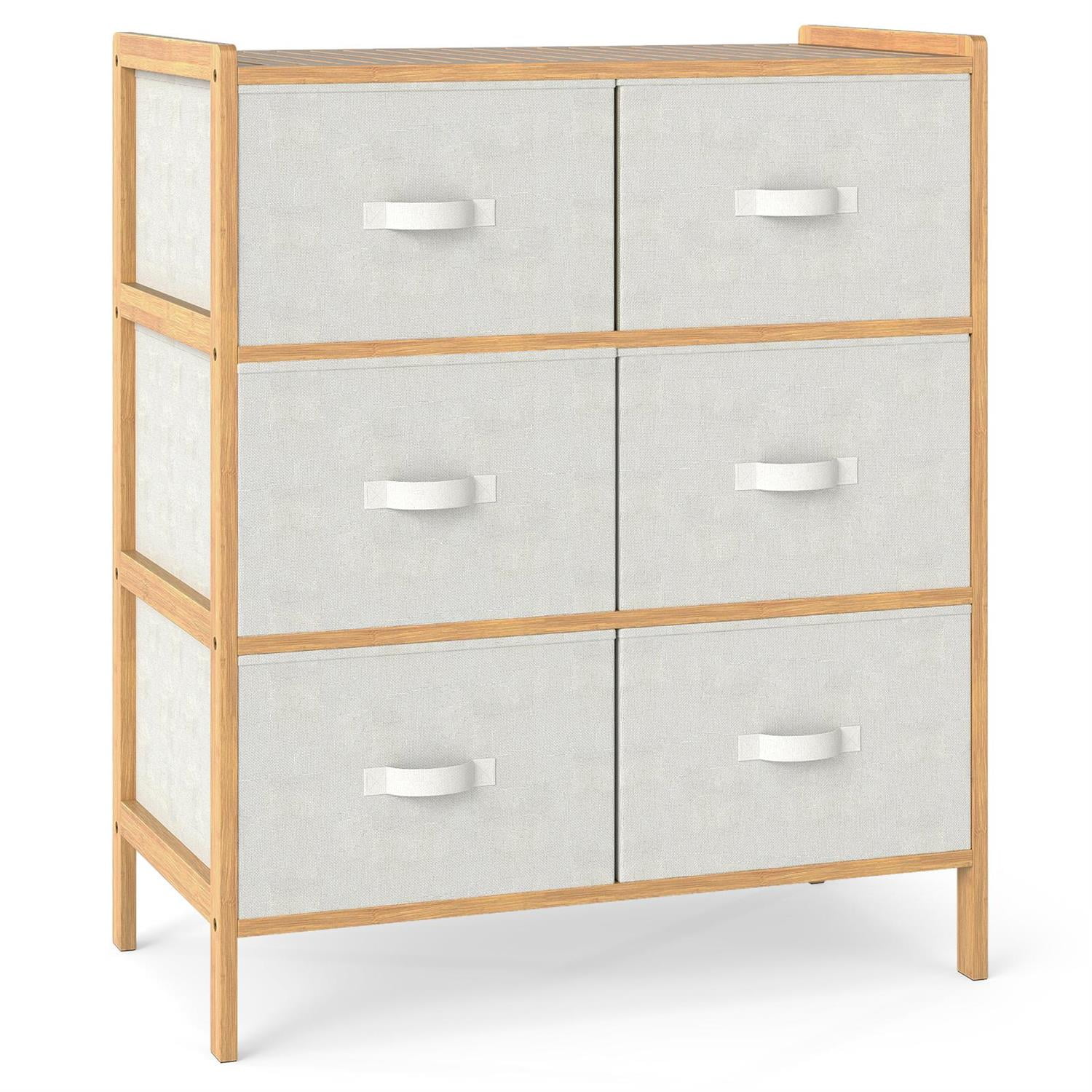 Demi Bonn 6-Drawer Fabric Dresser, Bamboo & MDF Frame with Folding ...