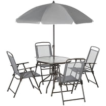 Yardi Yarda 6 Pcs Patio Dining Set for 4 with Umbrella, with 4 Folding ...
