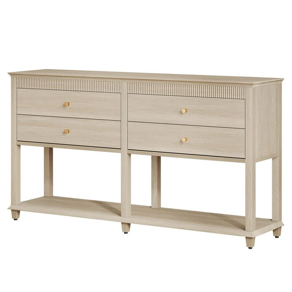 Demi Bonn 63" Modern Console Table - Drawers + Lower Storage Shelf ...