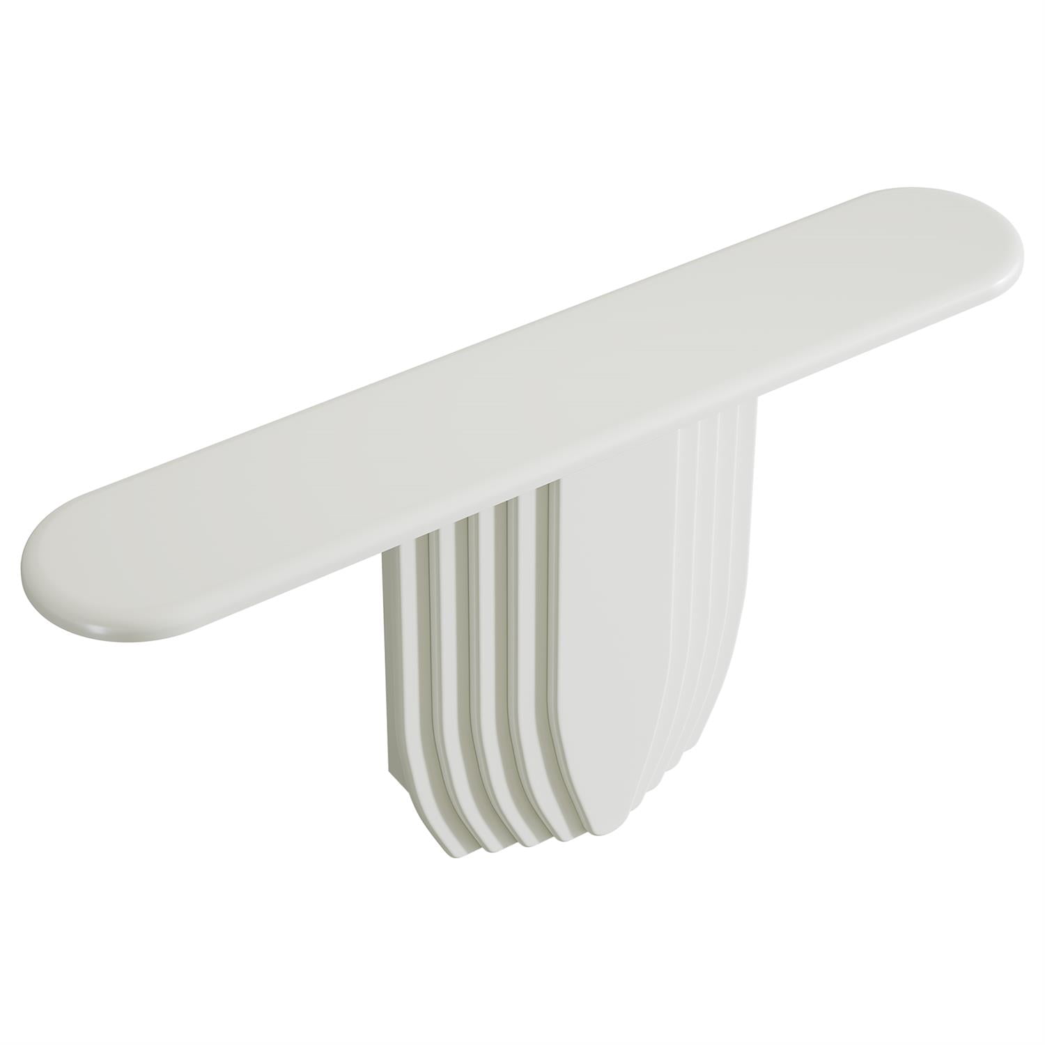 Demi Bonn 63" Modern White Console Table - Geometric Base, Wooden ...