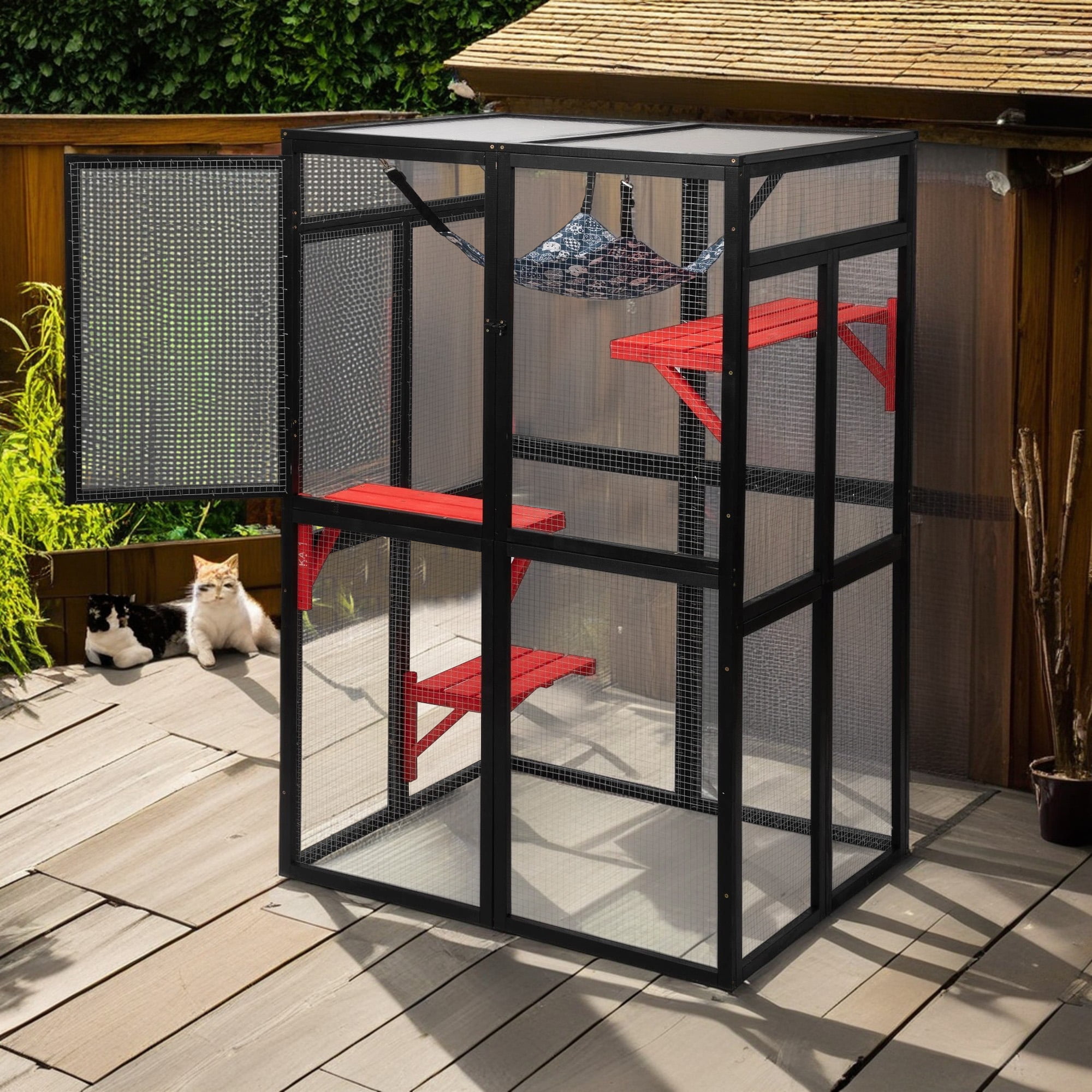 Demi Bonn 64" Gothic Outdoor Cat House, Large Cat Condo for Feral Cats ...