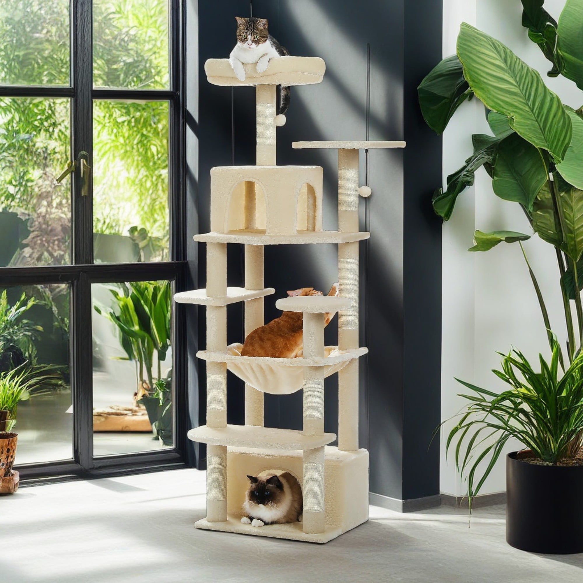 Demi Bonn 64" Multi-Level Cat Tree Tower with Sisal Scratching Posts ...