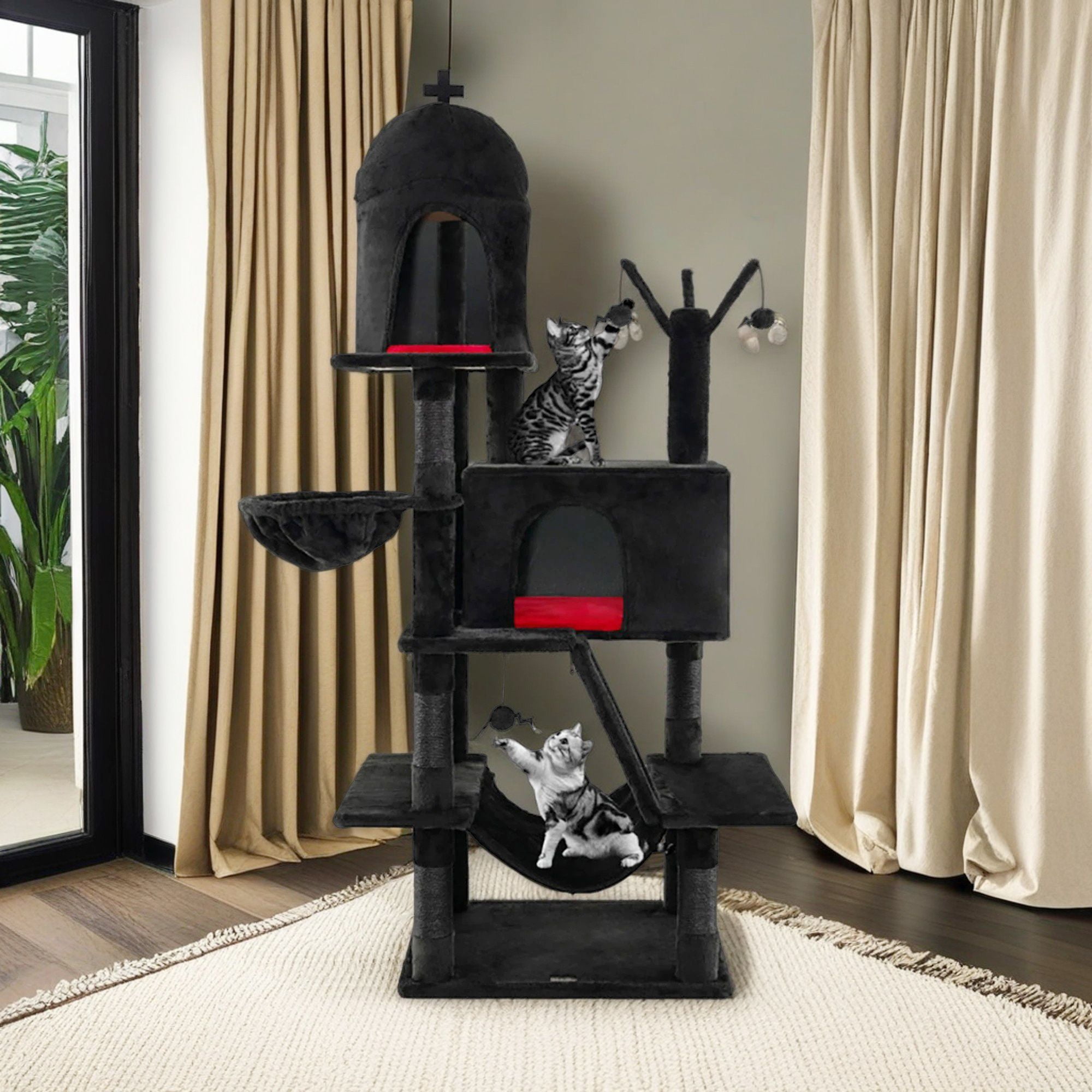 Demi Bonn 67" Gothic Cat Tree Tower with Scratching Post and Cat Condo ...