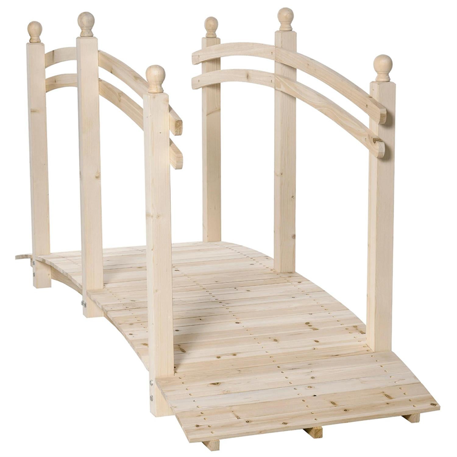 Demi Bonn 7.5 Ft. Wooden Garden Bridge with Safety Side Rails, Arc ...