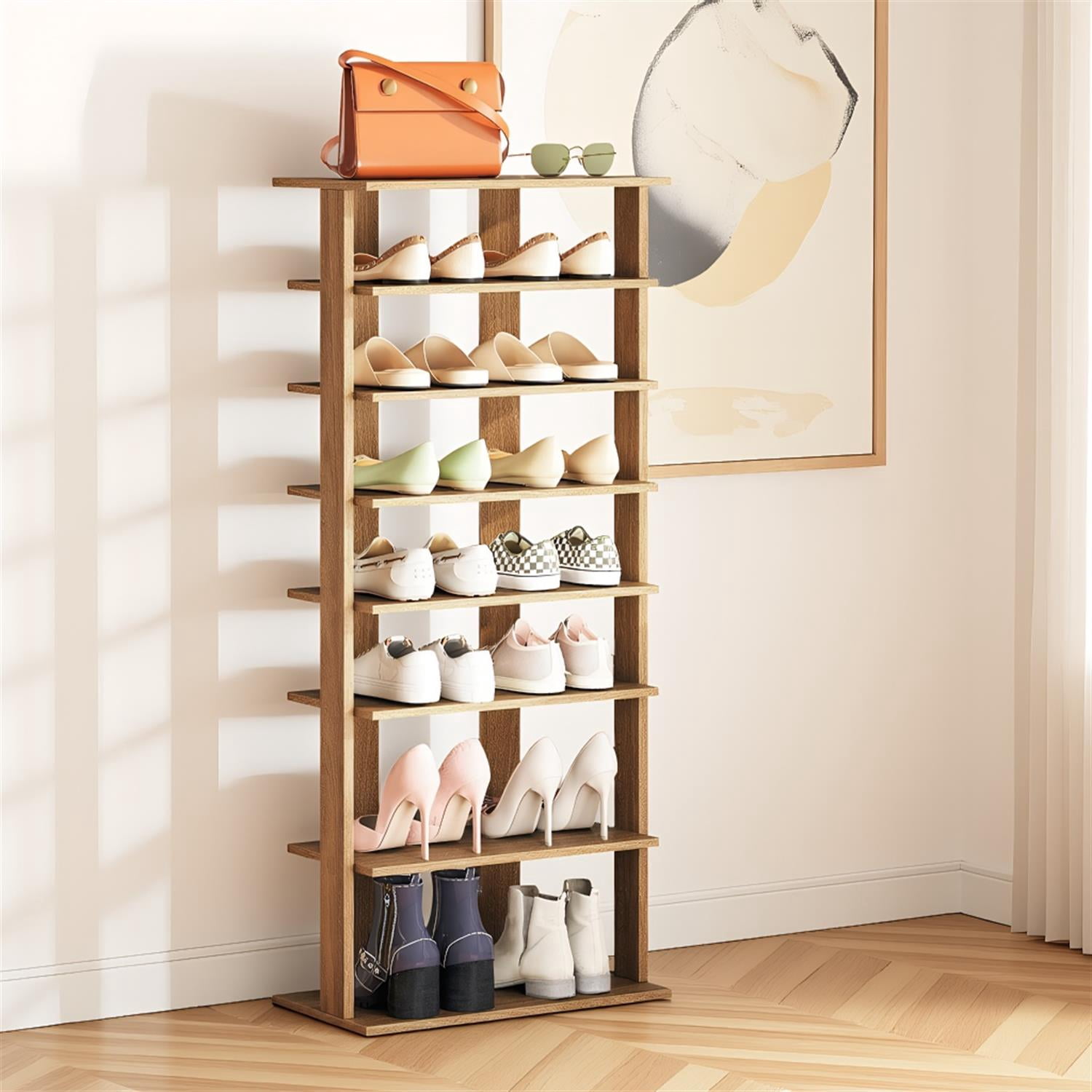 Demi Bonn 7-Tiers Patented Vertical Shoe Rack Double Rows Adjustable ...