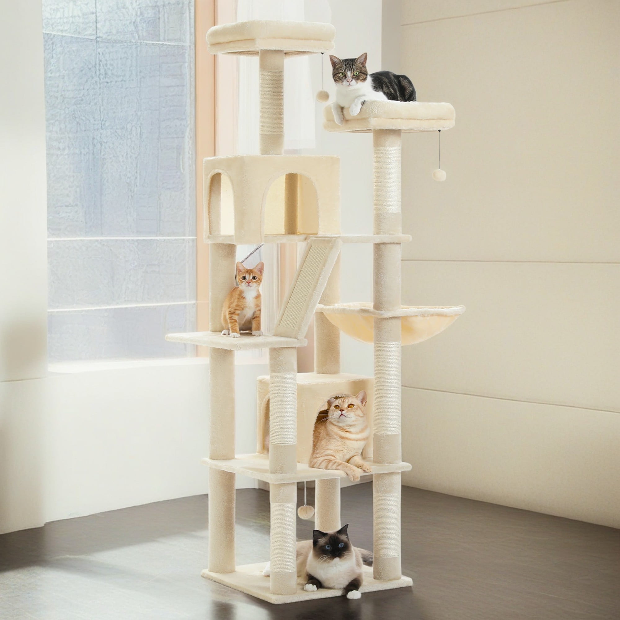 Demi Bonn 70" Cat Tree Tower for Indoor Cats, Multi-Level Cat Tree ...