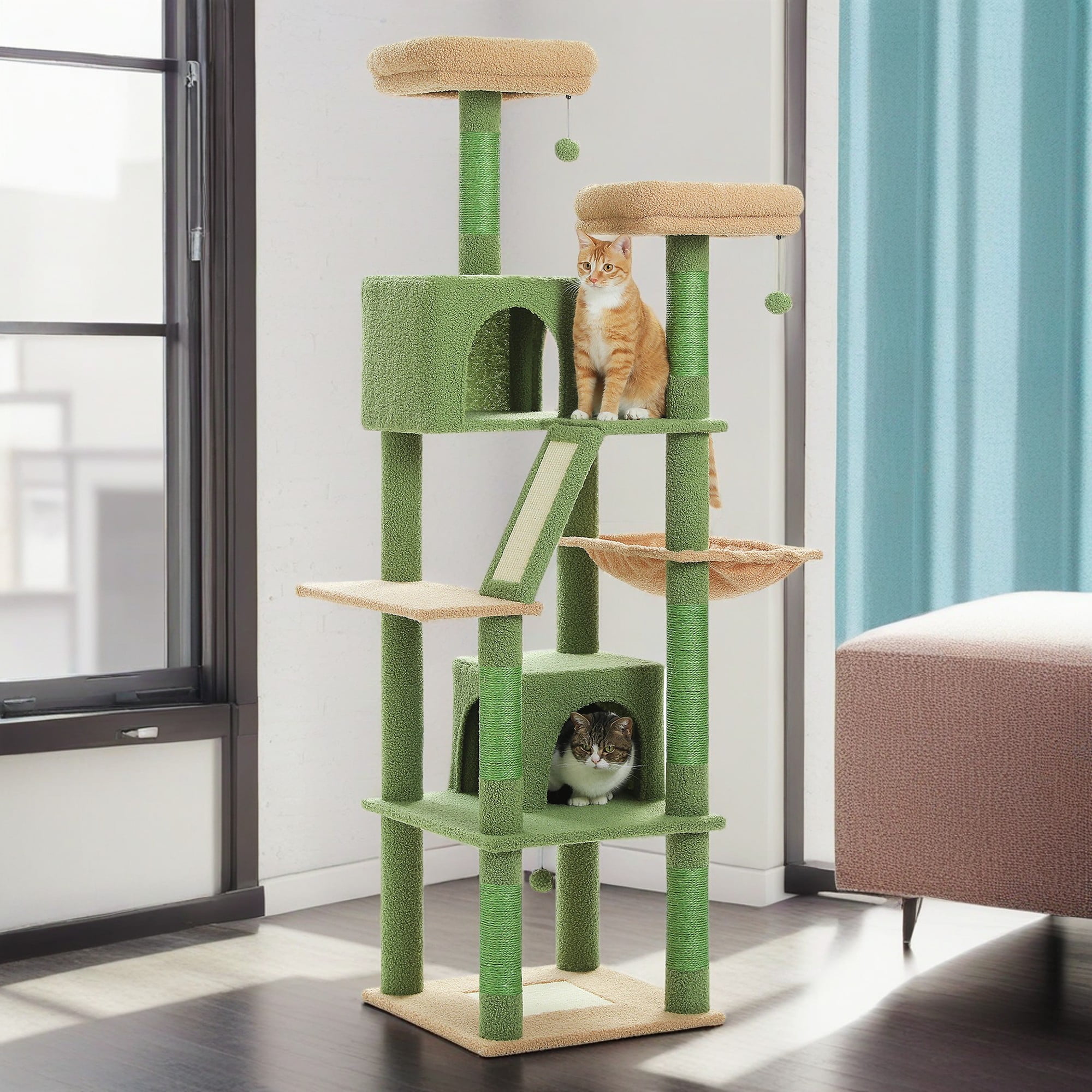 Demi Bonn 70" Large Cat Tree for Indoor Cats, Multi-Level Cat Tower Cat ...