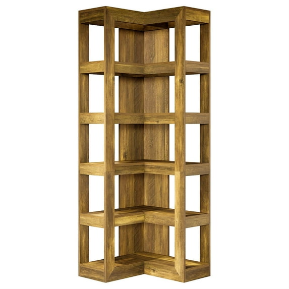 Demi Bonn 71" 6-Tier L-Shaped Corner Bookshelf - Solid Wooden Frame ...