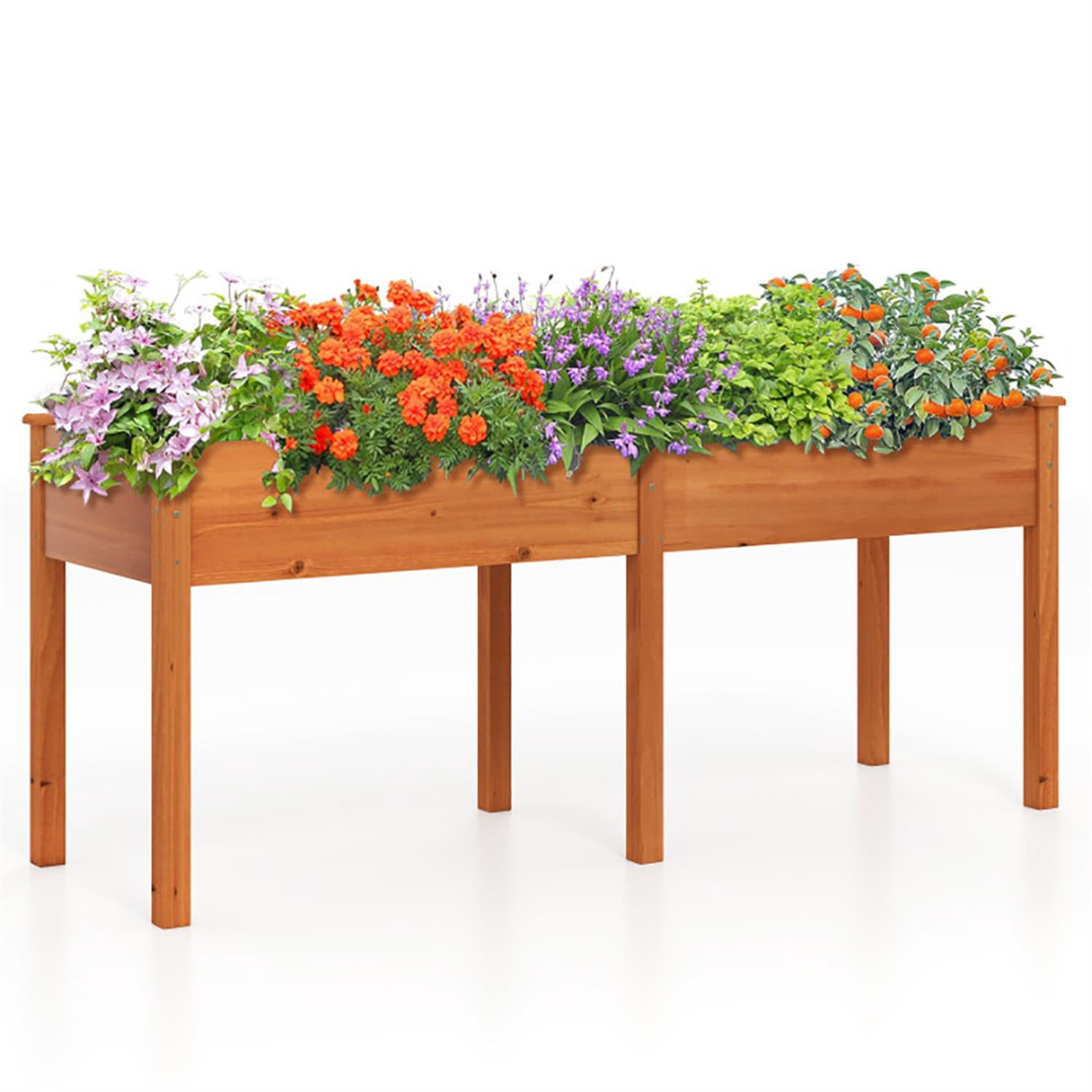 Demi Bonn 73" Outdoor Raised Garden Bed with Divider Panel and Drainage ...