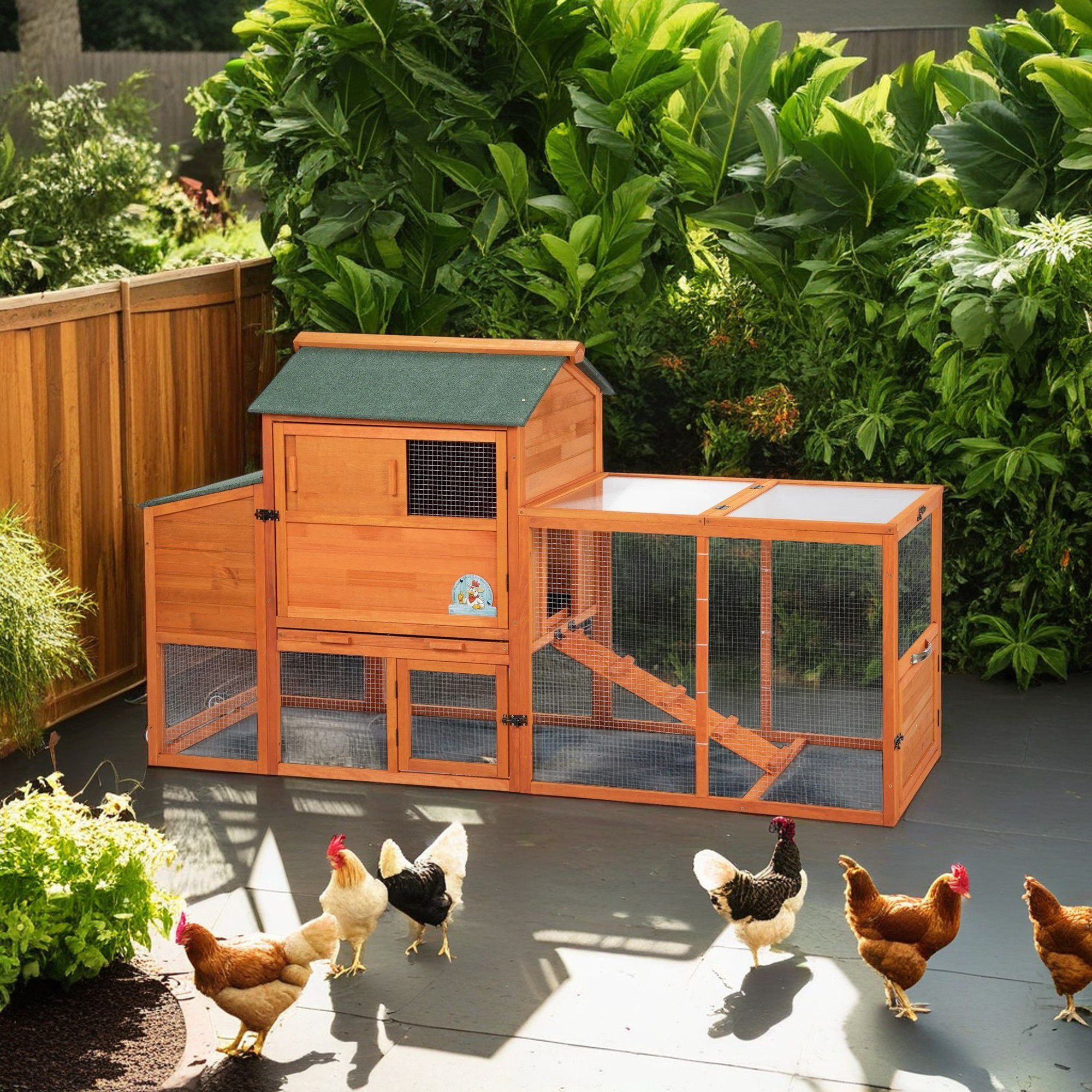 Demi Bonn 82" 2-Tier Wood Chicken Coop, Indoor Movable Rabbit Hutch ...