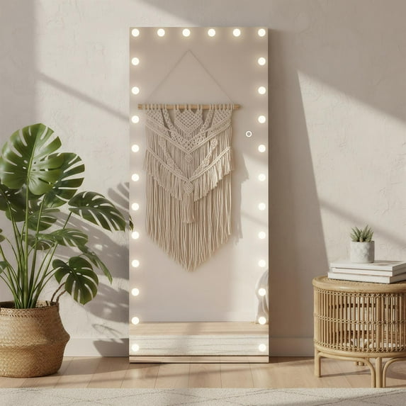 Demi Bonn 83x36 Inch Hollywood LED Full-Length Mirror, White Frame ...