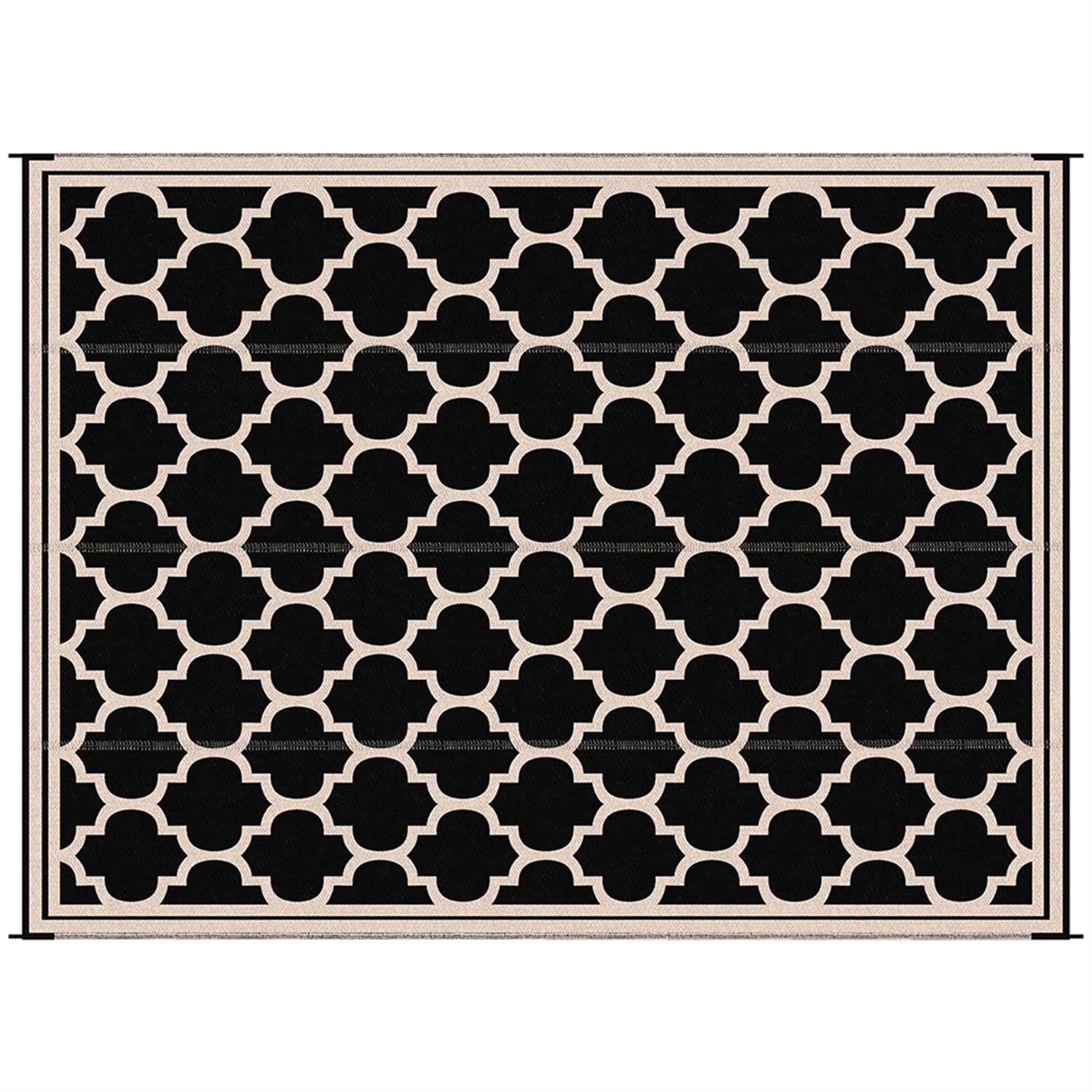 Demi Bonn 9' x 12' Modern Plastic Outdoor Rug with Four Straps ...