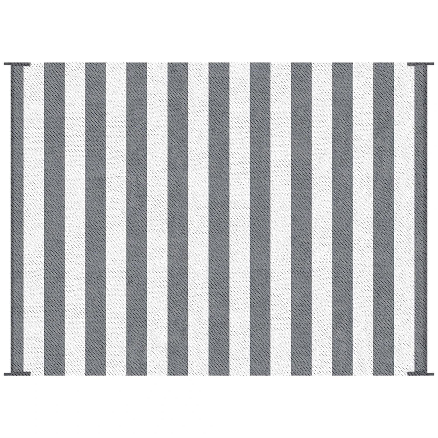 Demi Bonn 9' x 12' Reversible Striped Outdoor Rug, Waterproof Plastic ...