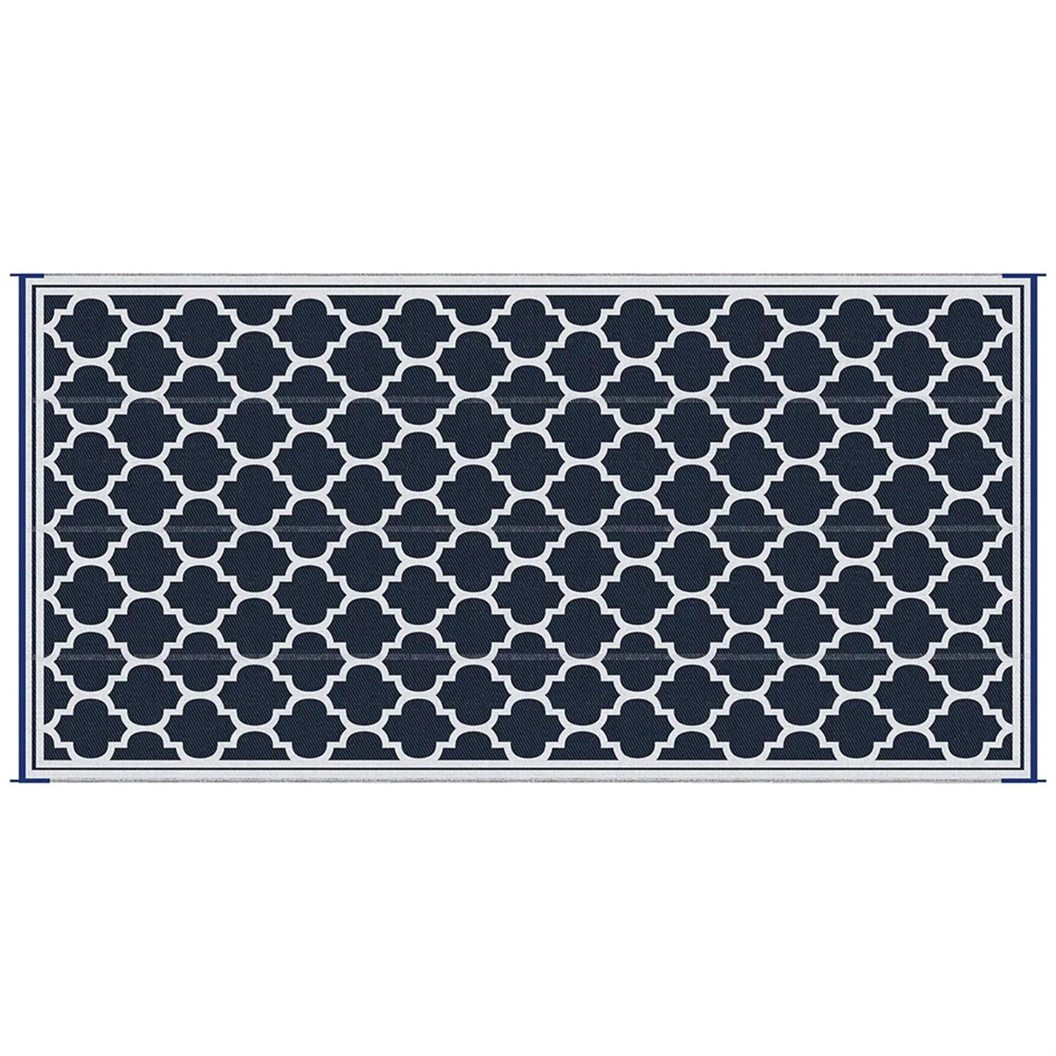 Demi Bonn 9' x 18' Modern Plastic Outdoor Rug with Four Straps ...