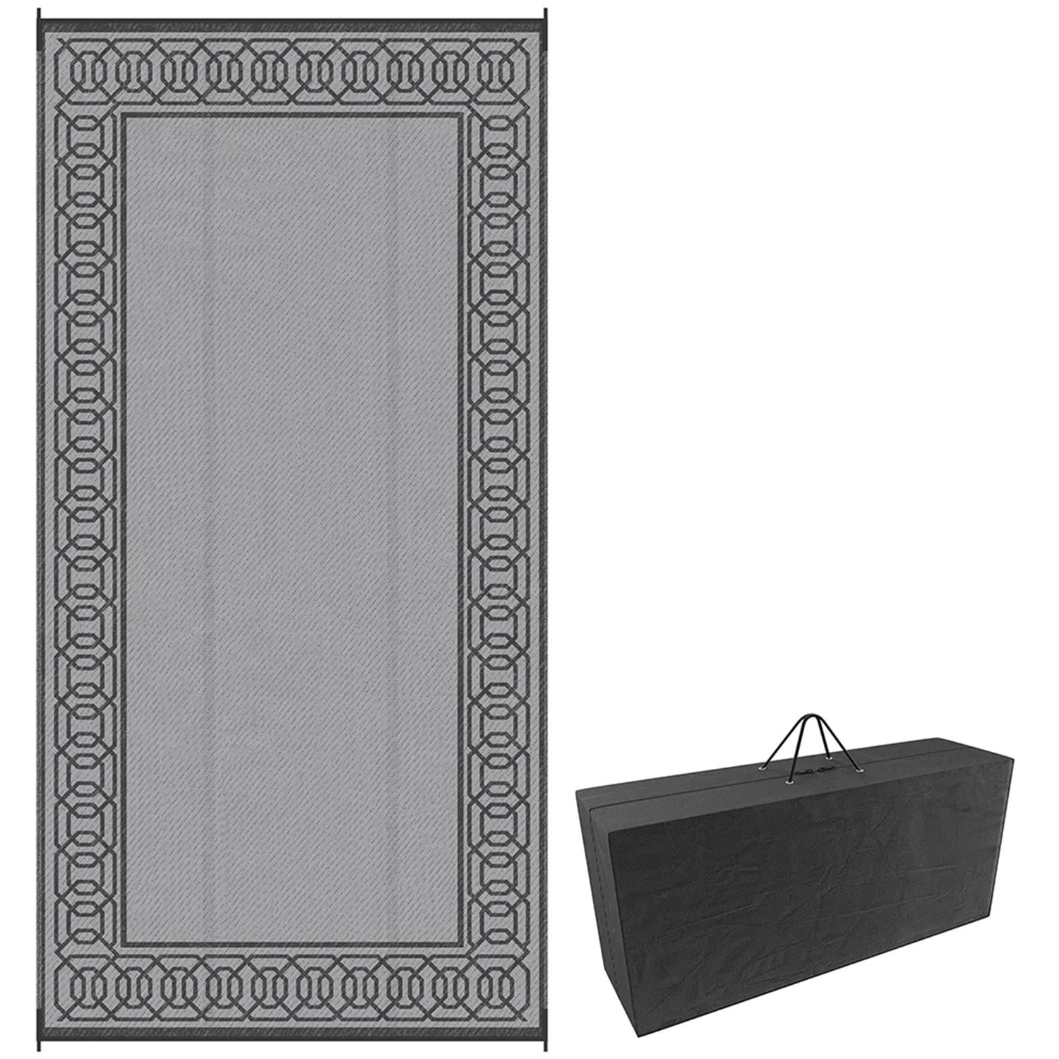 Demi Bonn 9' x 18' Reversible Border Outdoor Rug, Waterproof Plastic ...